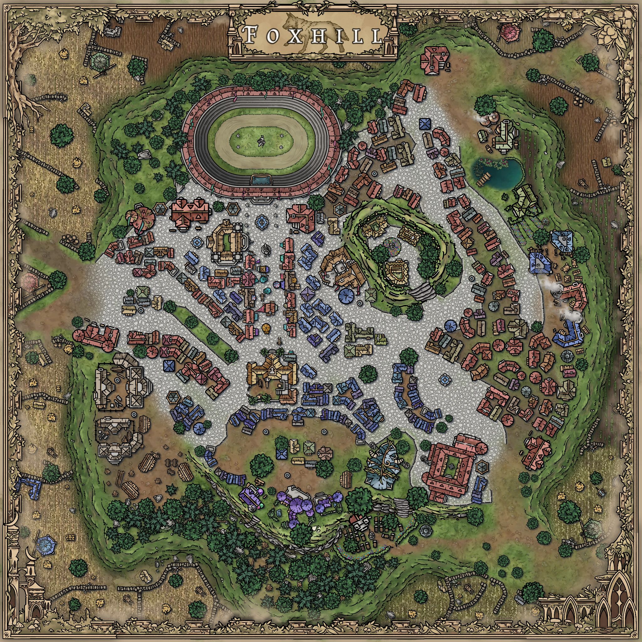 Foxhill (Villagemap) - miks.maps | Inkarnate - Create Fantasy Maps Online