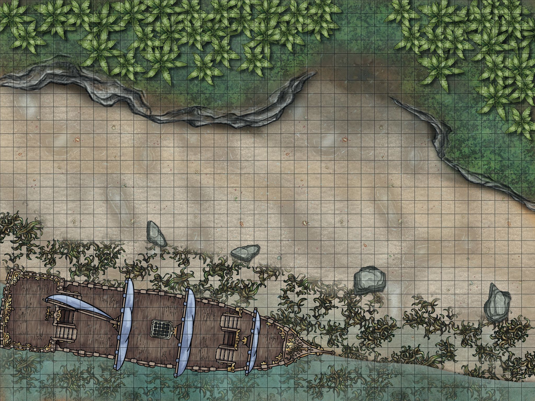 Dreary Jungle Shore | Inkarnate - Create Fantasy Maps Online