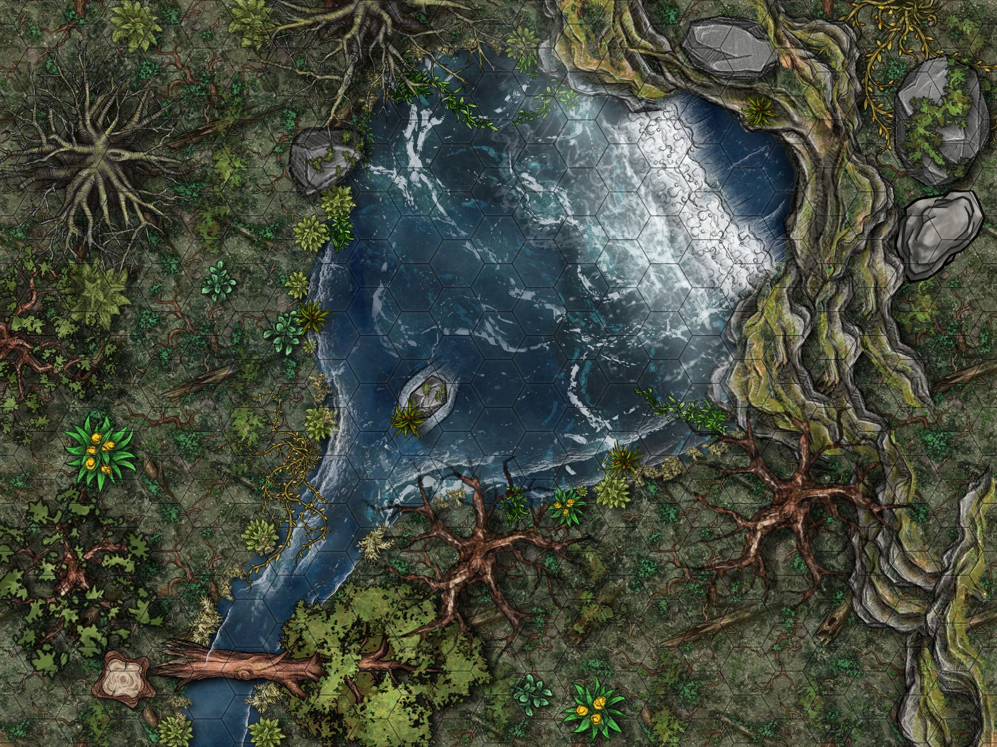 Chuth's waterfall | Inkarnate - Create Fantasy Maps Online