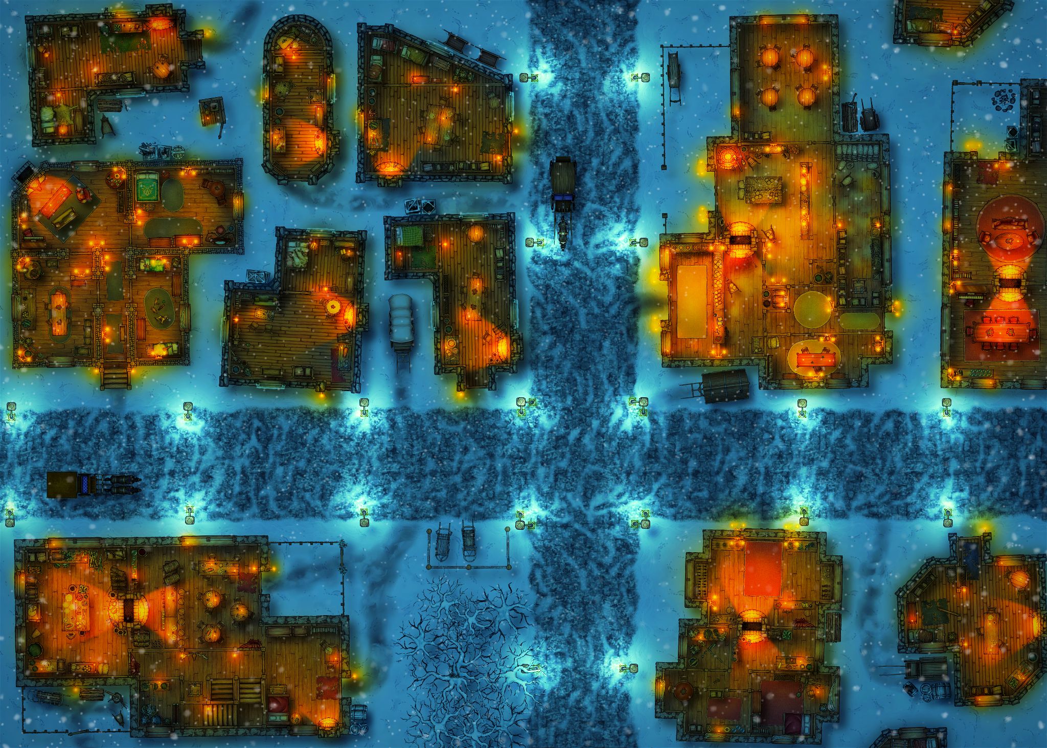 Snowy City Intersection | Inkarnate - Create Fantasy Maps Online