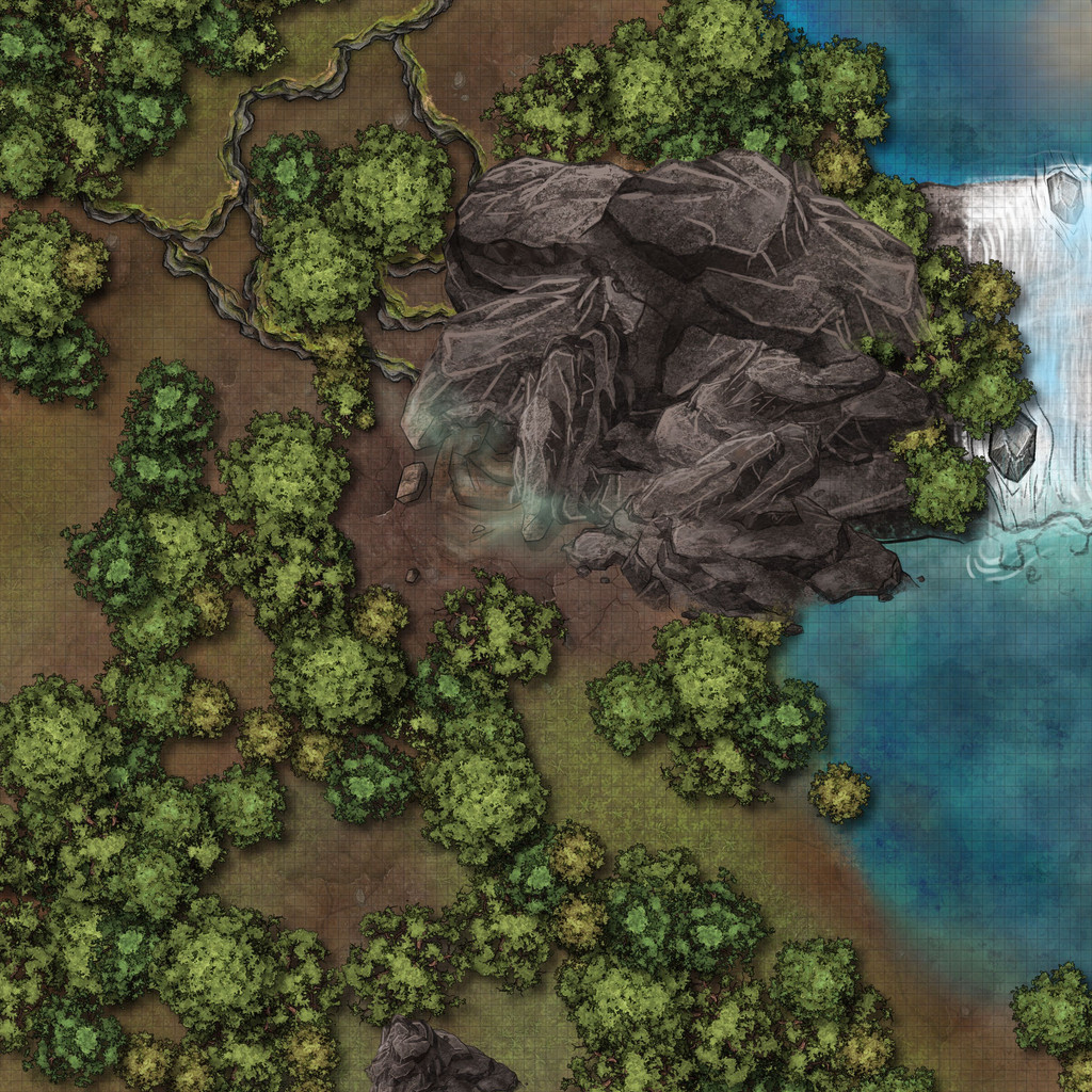 forest cave with waterfall | Inkarnate - Create Fantasy Maps Online