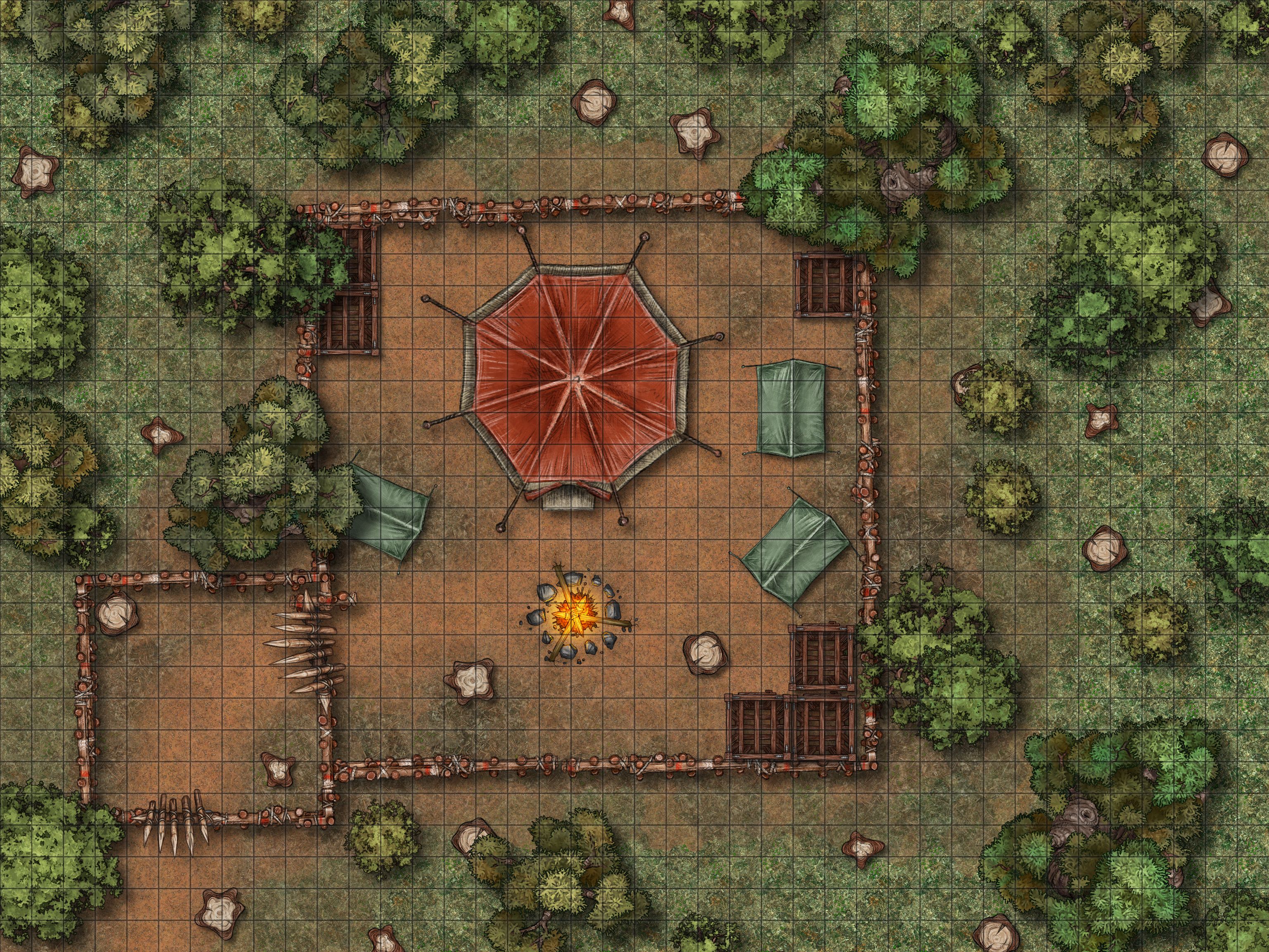 Gibbering Woods Poachers camp Day | Inkarnate - Create Fantasy Maps Online