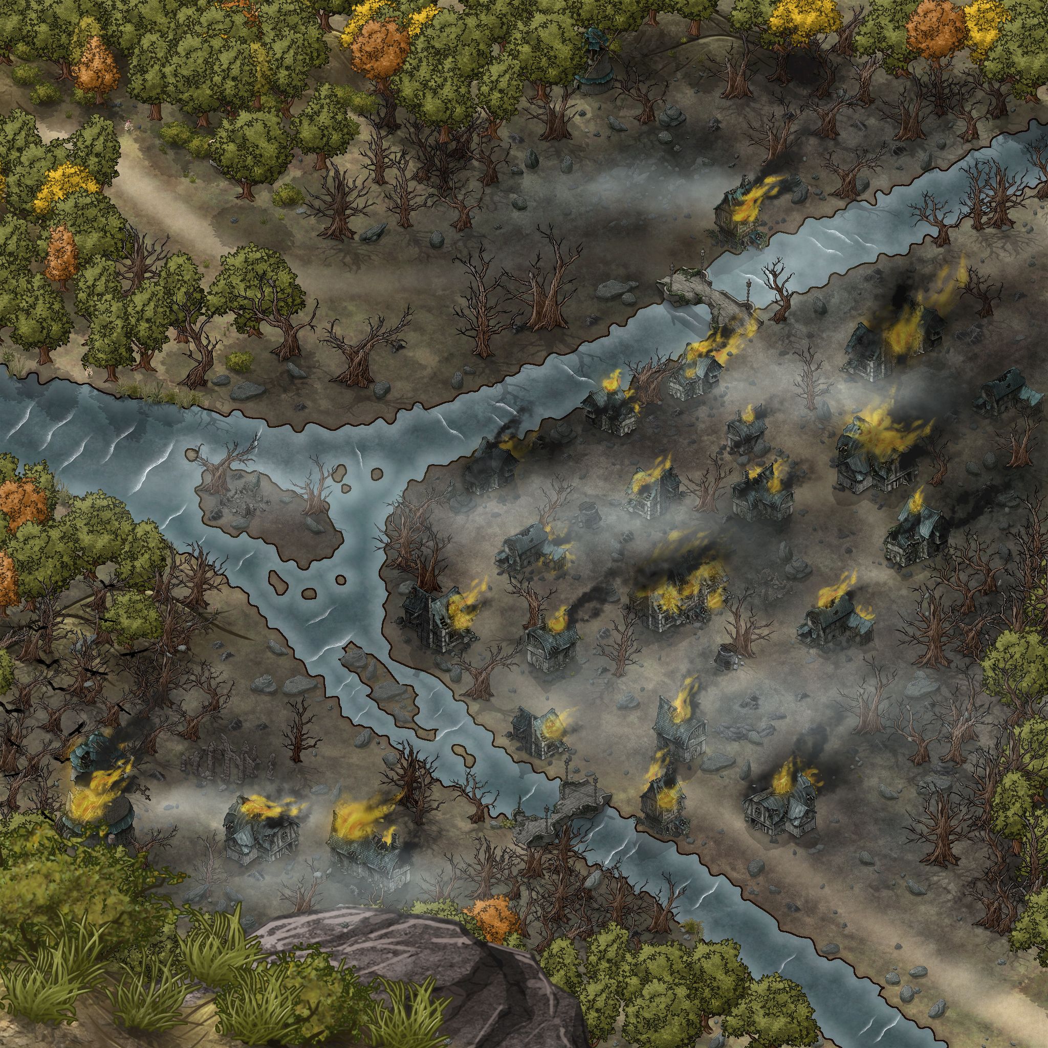 Riveclaire (Burning Version) - Small Village in the Woods | Inkarnate ...