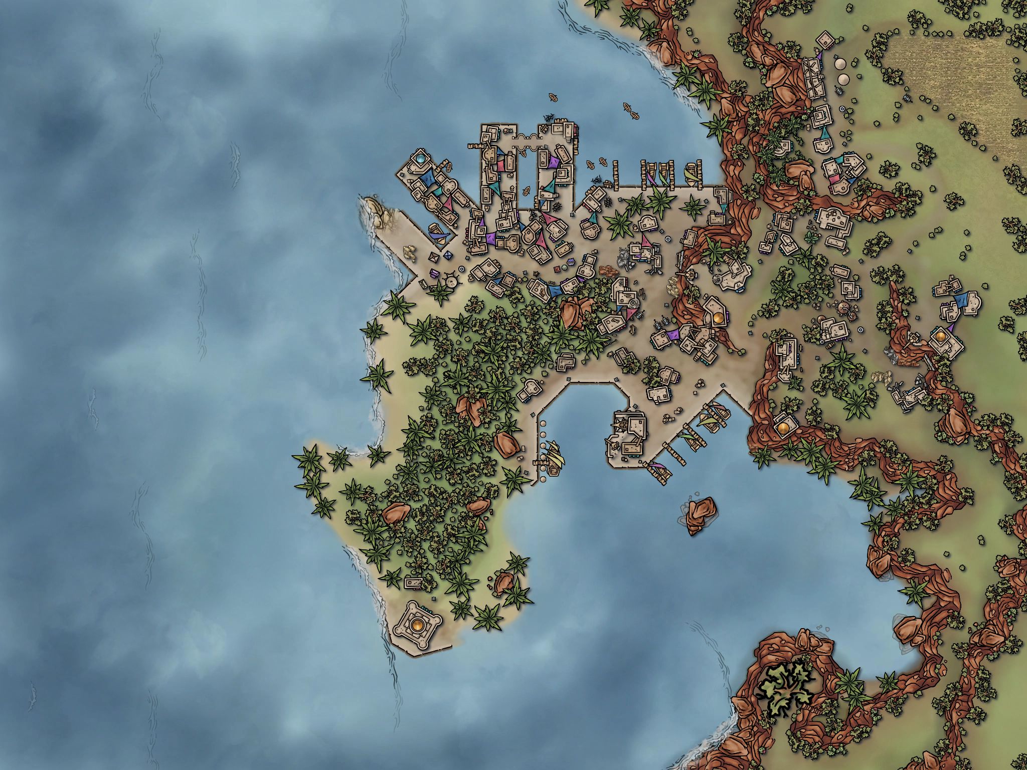 Dreadam Coast - Town of Ter'aquit | Inkarnate - Create Fantasy Maps Online