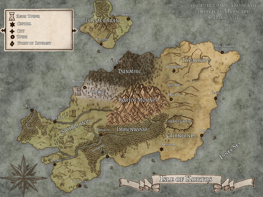 Pathfinder 2e - Isle of Kortos [Parchment] | Inkarnate - Create Fantasy ...