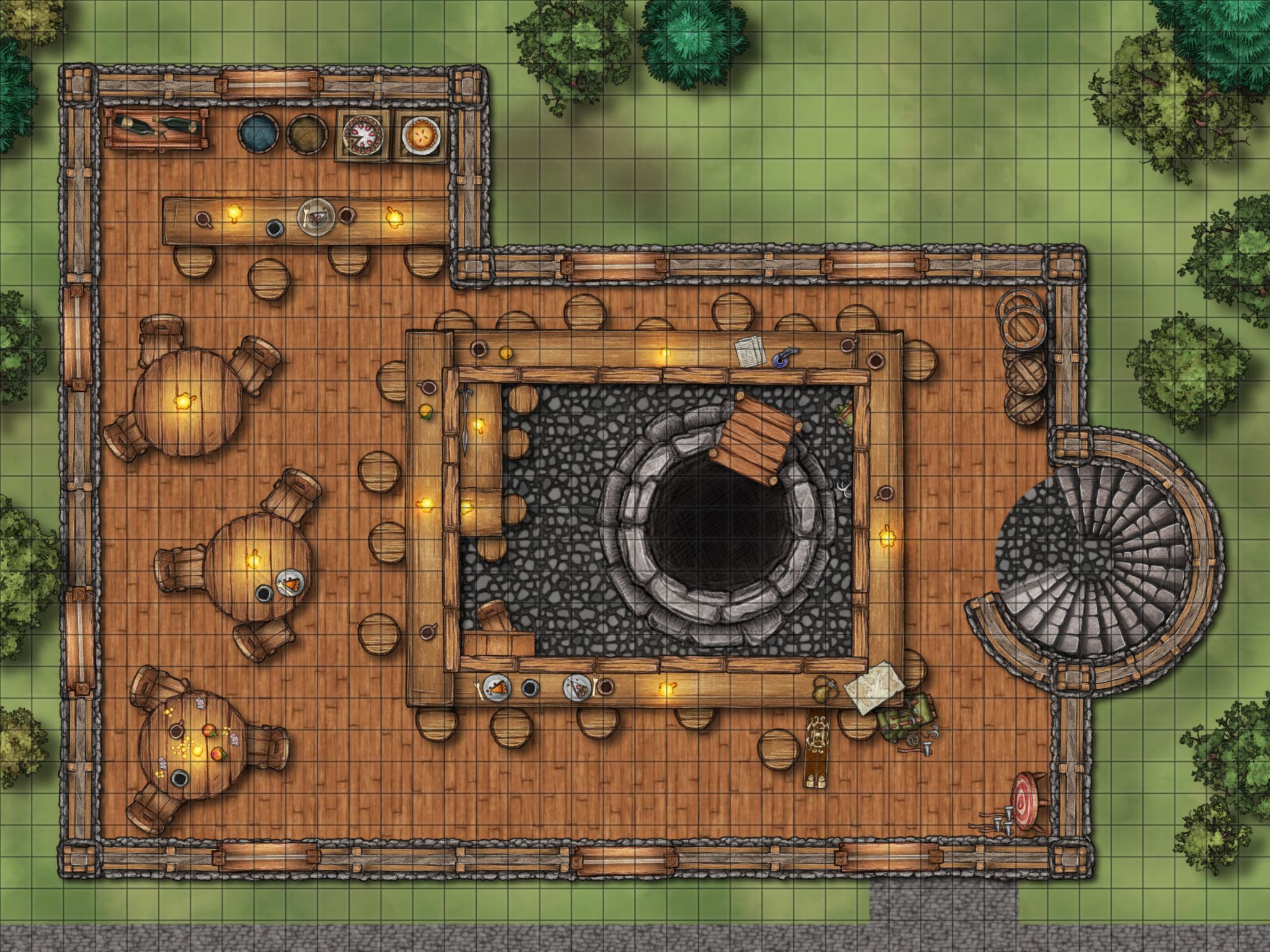Multi-Story Tavern Part II Grid | Inkarnate - Create Fantasy Maps Online