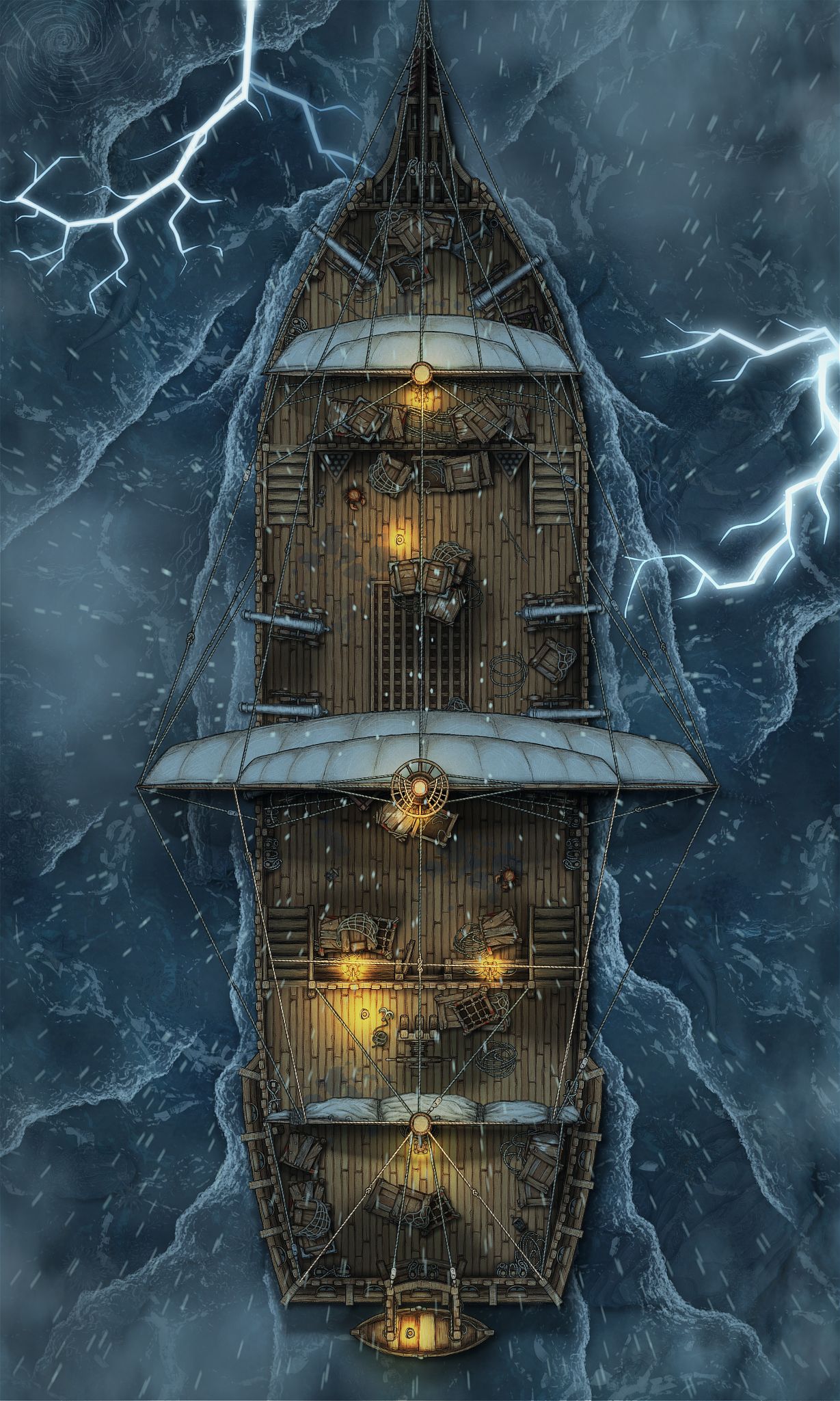 Sailship during Storm | Inkarnate - Create Fantasy Maps Online