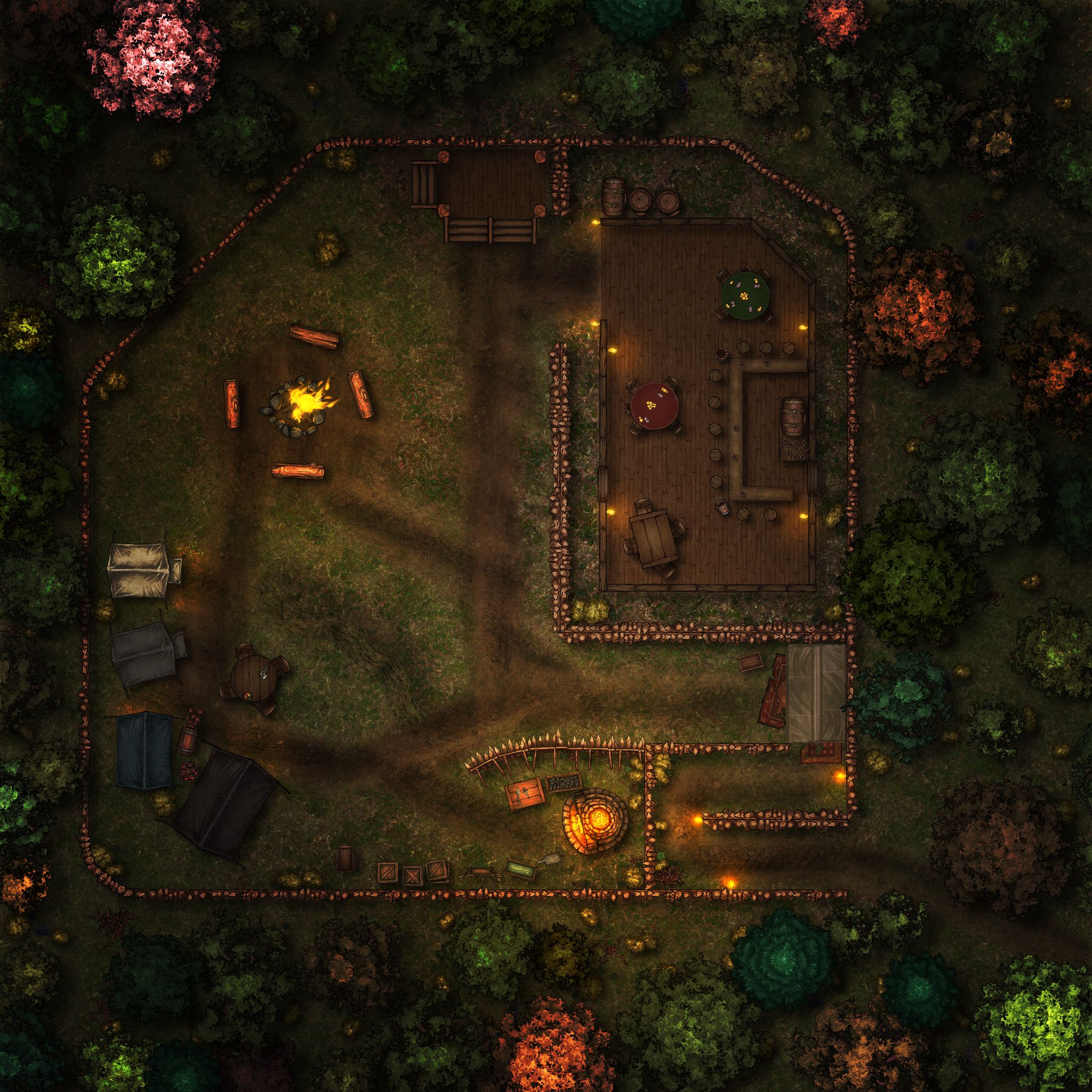 Bandit Camp Night Time | Inkarnate - Create Fantasy Maps Online