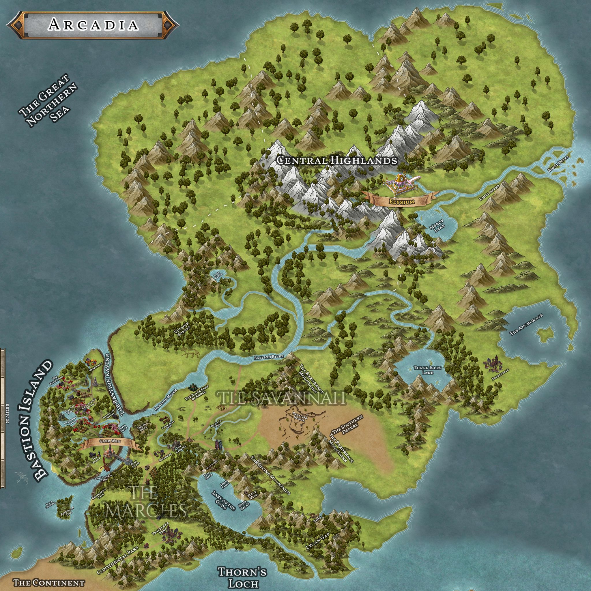 Caer Wen Mainland Map | Inkarnate - Create Fantasy Maps Online