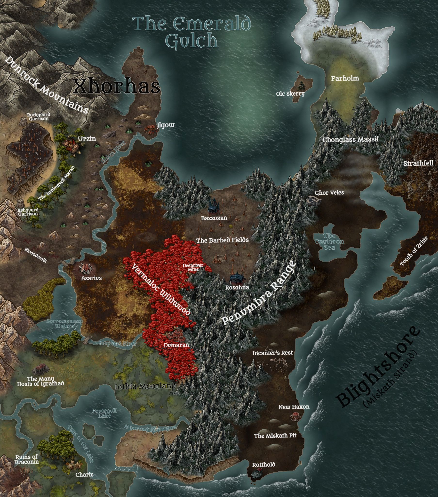 Wastes of Xhorhas - DM Version | Inkarnate - Create Fantasy Maps Online