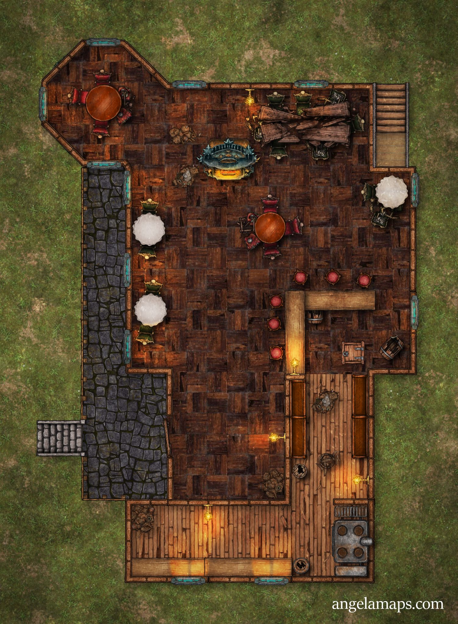 Destroyed Manor and Pub - First Floor | Inkarnate - Create Fantasy Maps ...