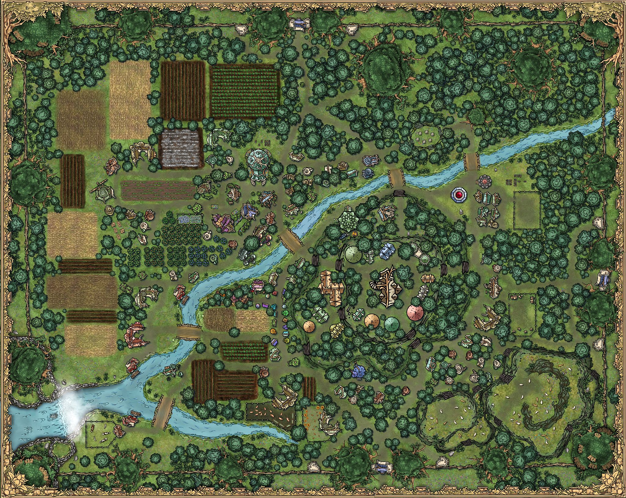 Magical Forest Village (No Labels) | Inkarnate - Create Fantasy Maps Online