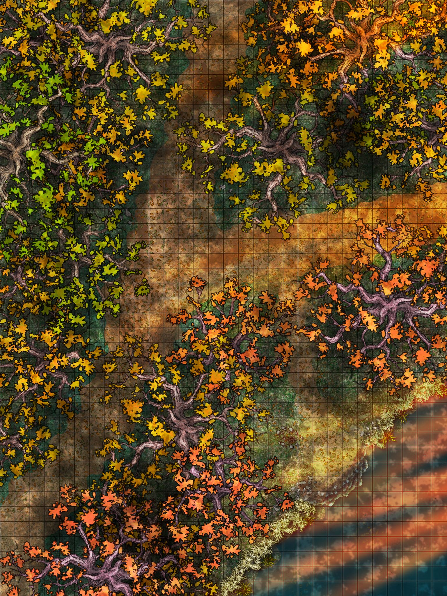 Forest path (Autumn - sunset) | Inkarnate - Create Fantasy Maps Online