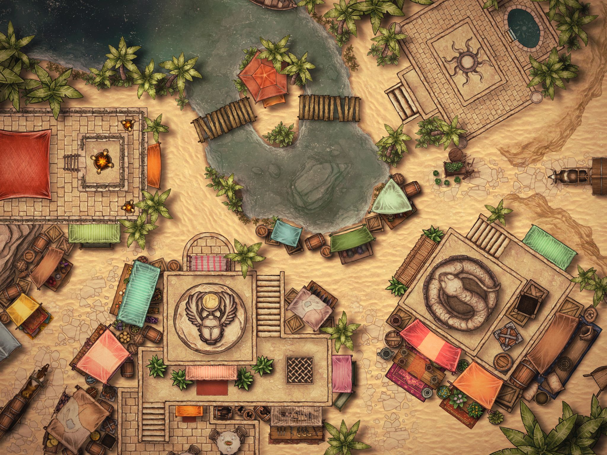 Maptober Day 12: Bazaar Crossroads | Inkarnate - Create Fantasy Maps Online