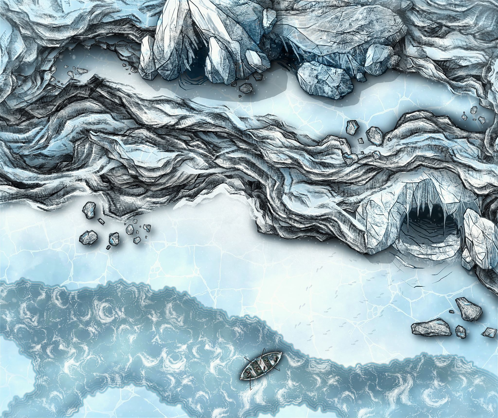Icy Sea Cave | Inkarnate - Create Fantasy Maps Online