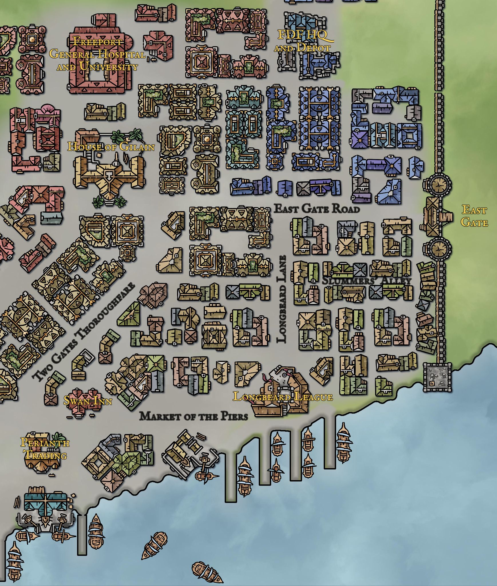 Freeport City, East Gate District | Inkarnate - Create Fantasy Maps Online