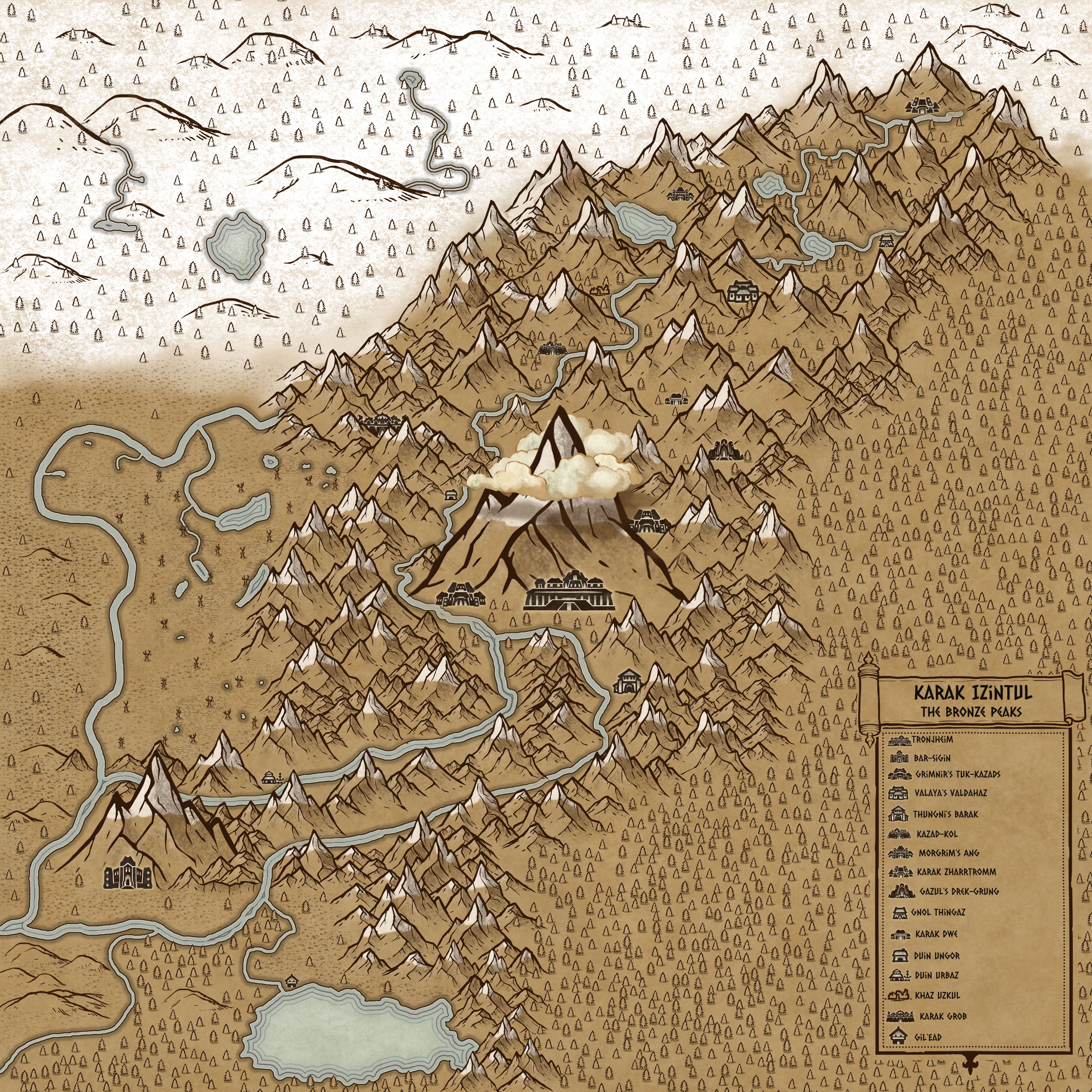 Bronze Peaks | Inkarnate - Create Fantasy Maps Online