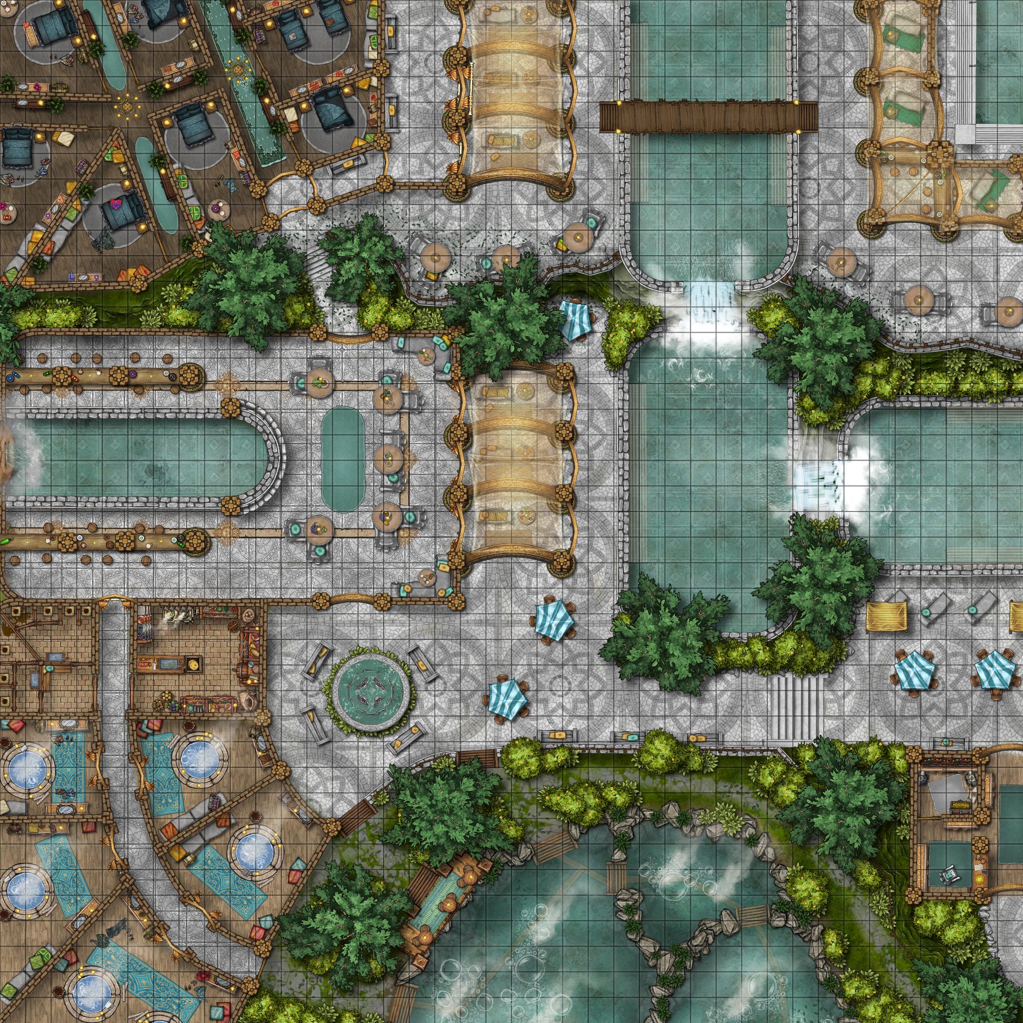 Gilded Reflections Bathhouse (day) | Inkarnate - Create Fantasy Maps Online