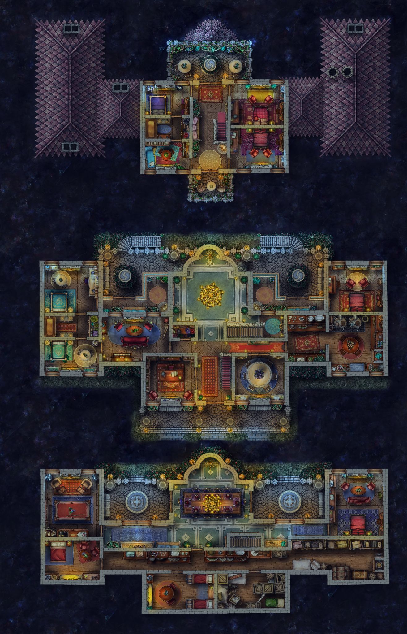 Nighttime at the Estate / Mansion / Manor / Grand House | Inkarnate ...