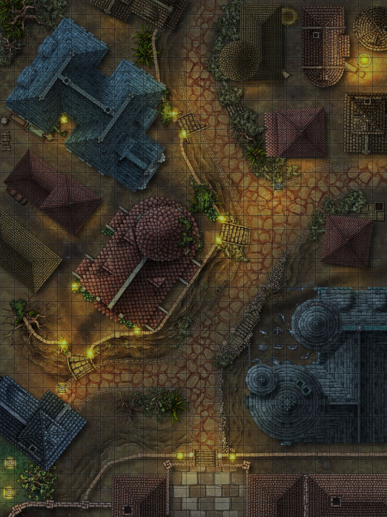Eerie Streets at Night | Inkarnate - Create Fantasy Maps Online