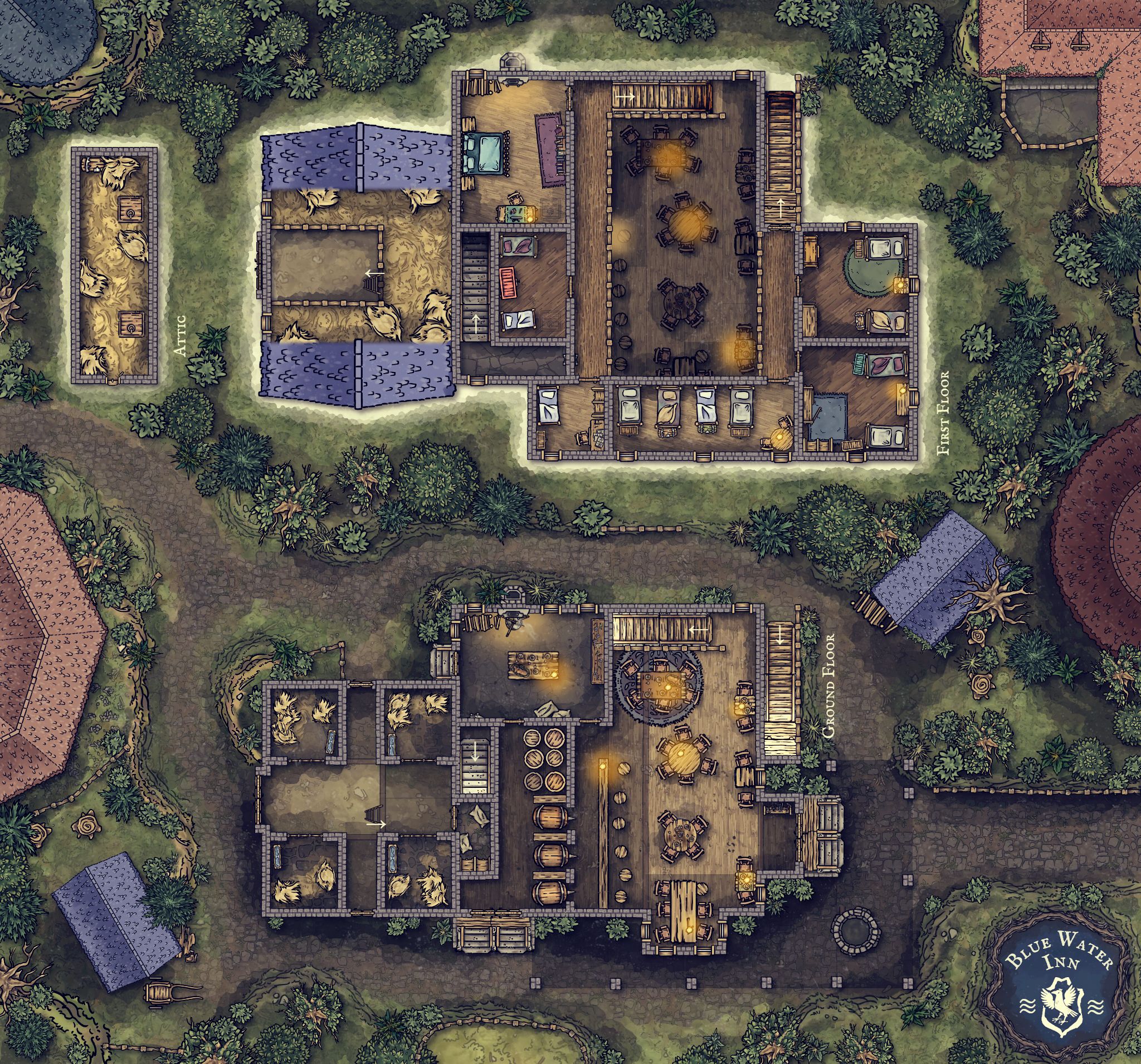 Blue Water Inn (30x28) | Inkarnate - Create Fantasy Maps Online