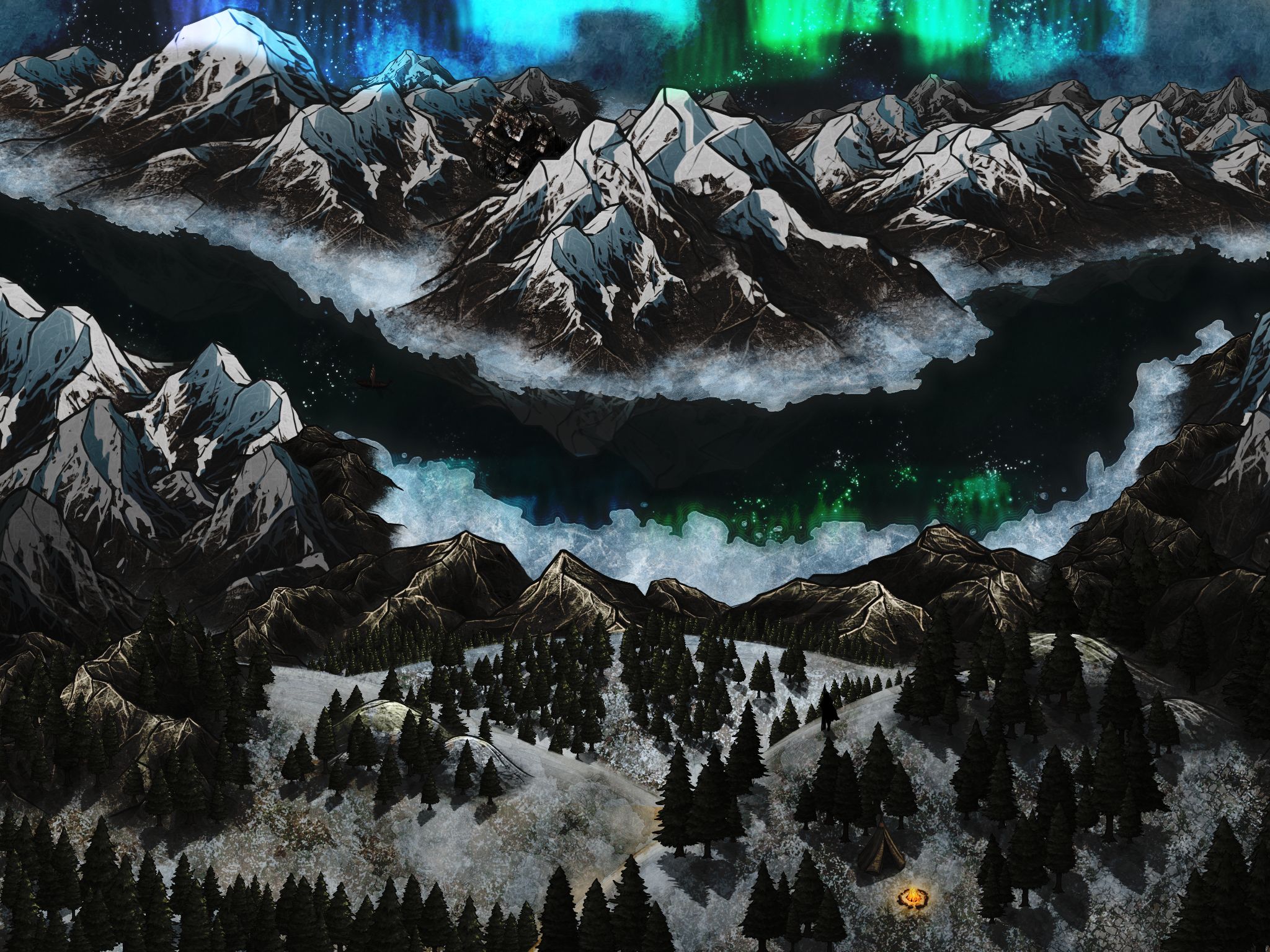Journey Across the Fjord (Aurora) | Inkarnate - Create Fantasy Maps Online