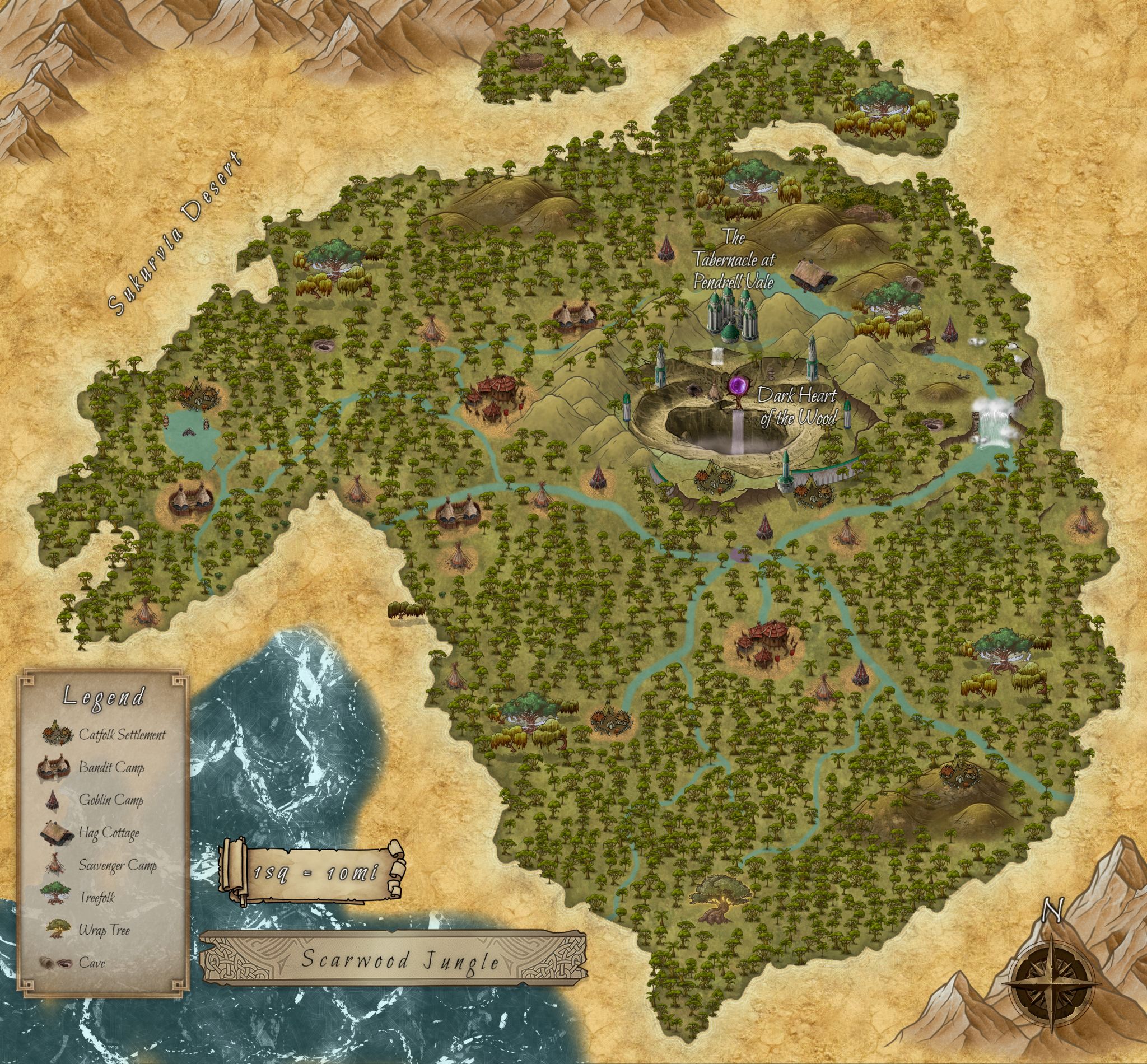 Scarwood Jungle (ver2) | Inkarnate - Create Fantasy Maps Online