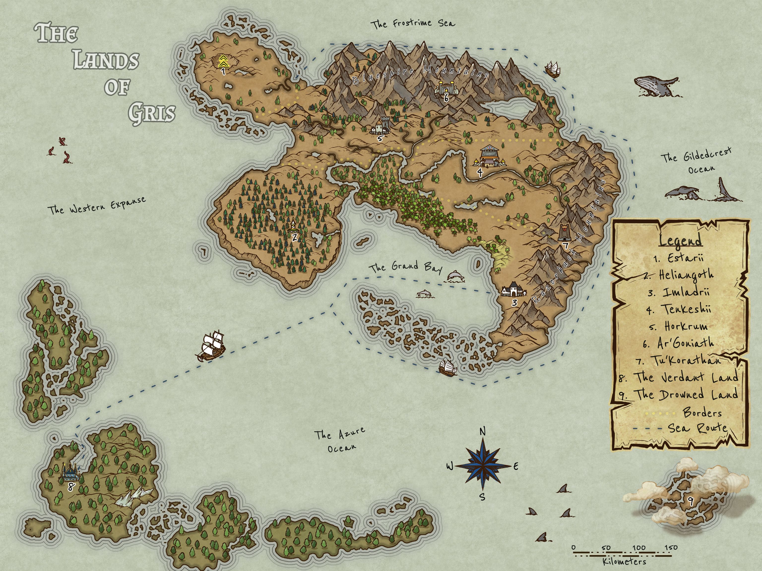 The Lands of Gris | Inkarnate - Create Fantasy Maps Online