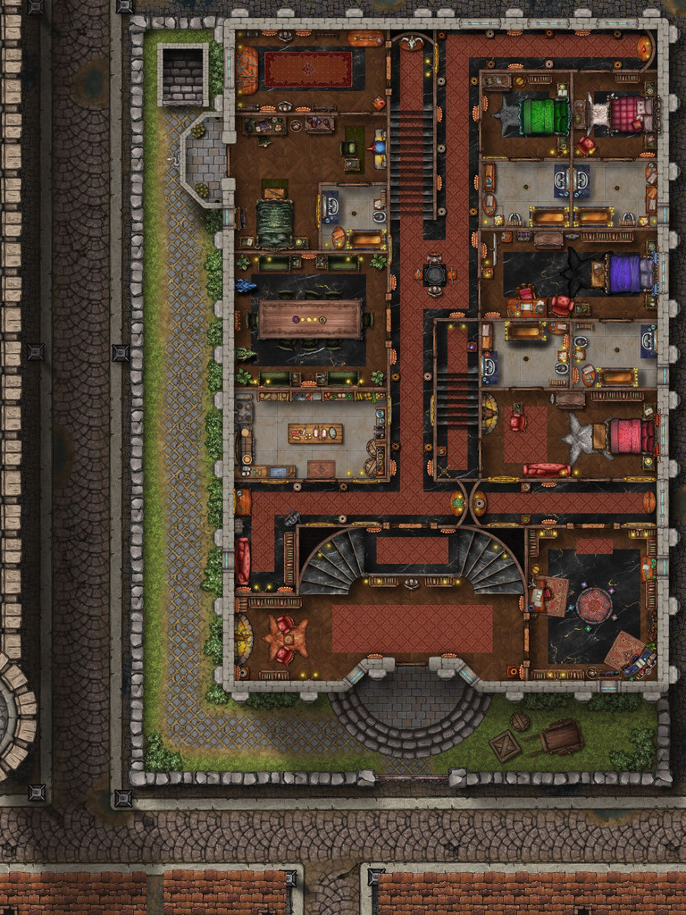 Noble Mansion in Run Down City 40 x 30 | Inkarnate - Create Fantasy ...