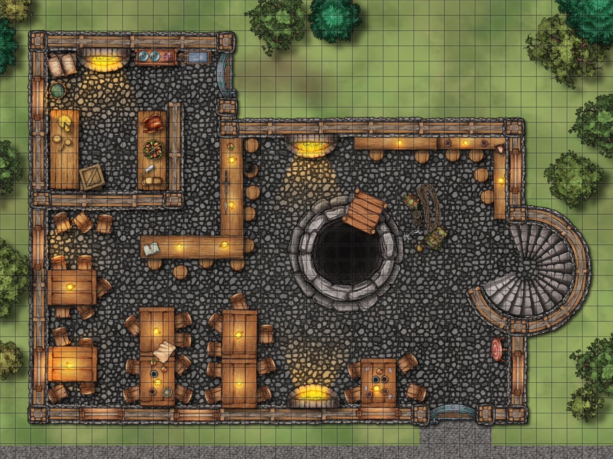 Multi-Story Tavern (Grid) | Inkarnate - Create Fantasy Maps Online