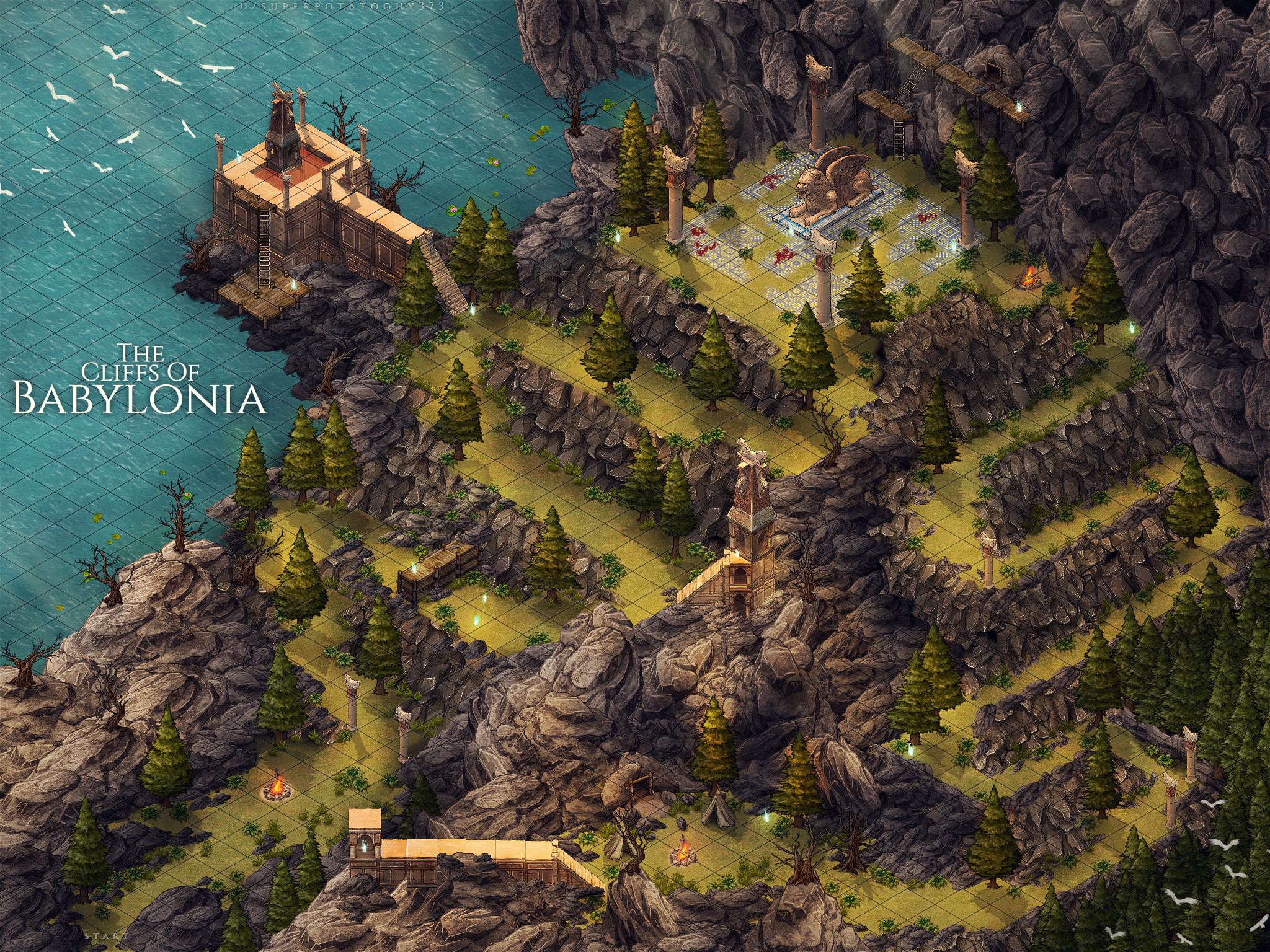 Isometric Battlemap | The Cliffs of Babylonia (Inspired by Dark Souls ...
