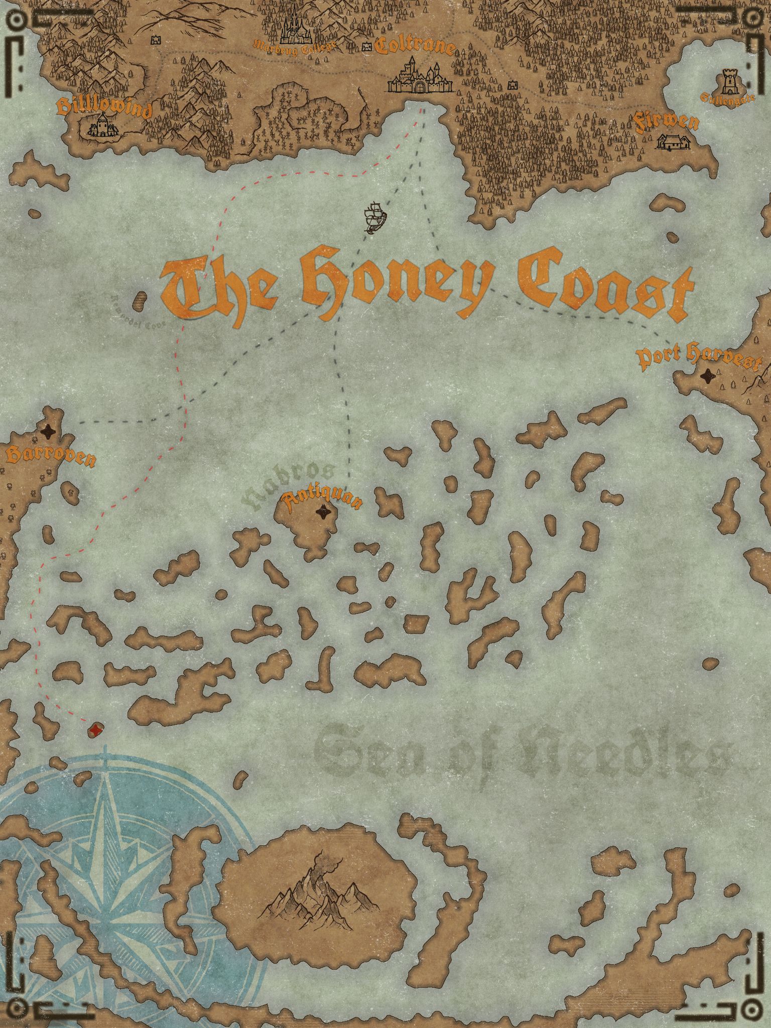 The Honey Coast | Inkarnate - Create Fantasy Maps Online