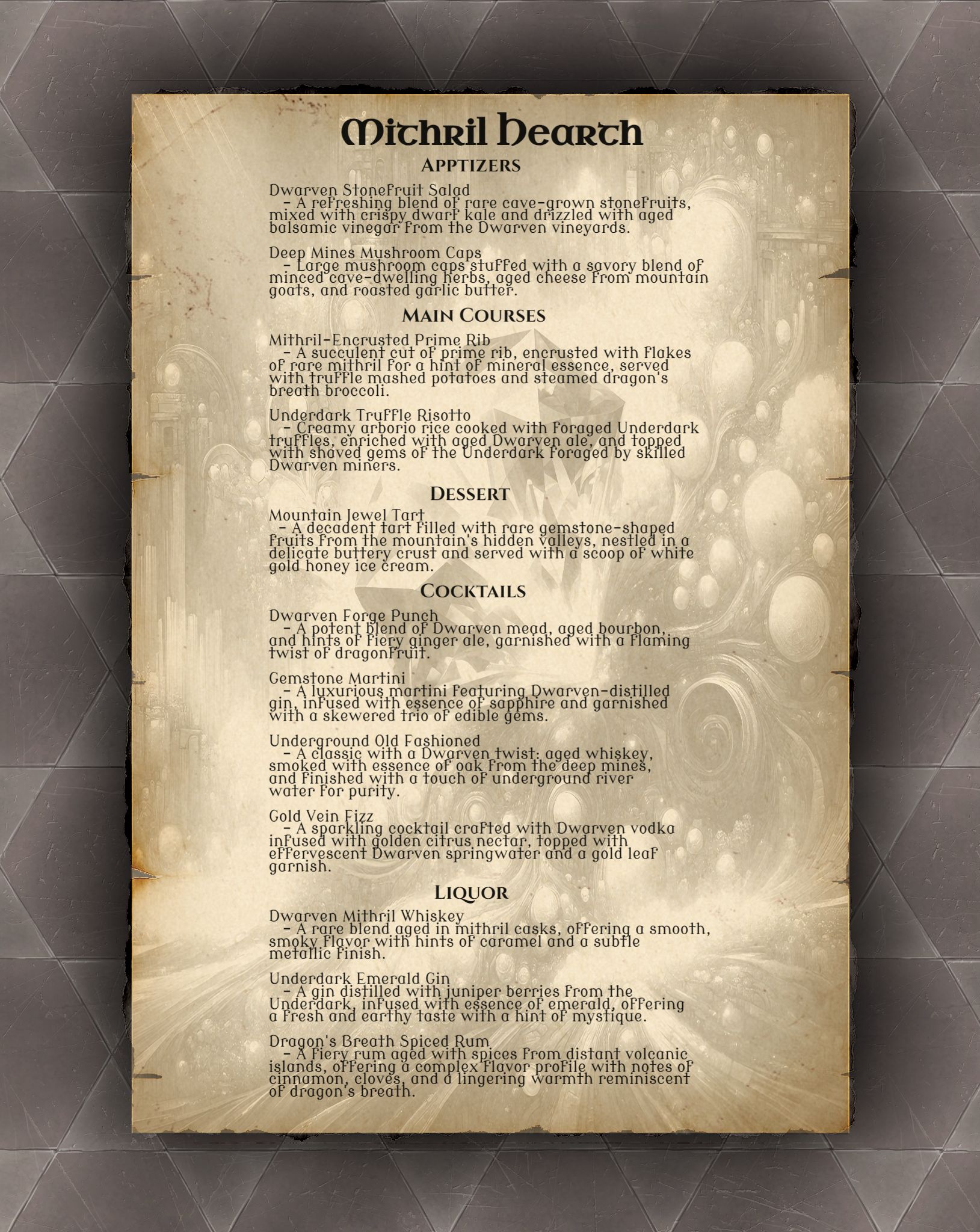 Menu Template | Inkarnate - Create Fantasy Maps Online