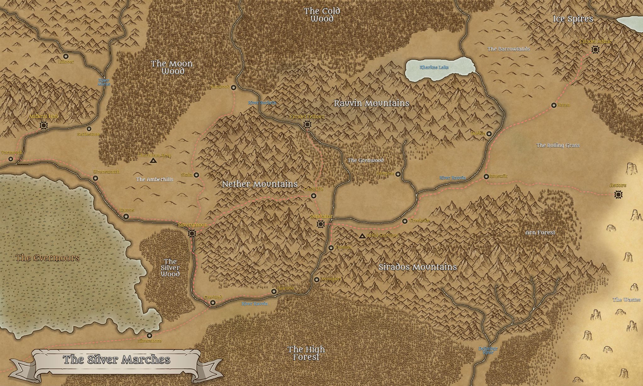 The Silver Marches | Inkarnate - Create Fantasy Maps Online