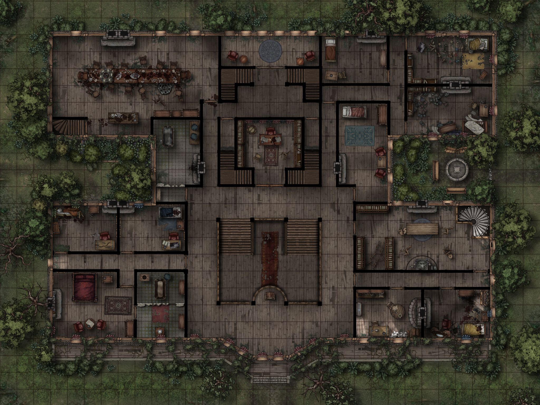 Caul Xarwin Manor Second Floor | Inkarnate - Create Fantasy Maps Online