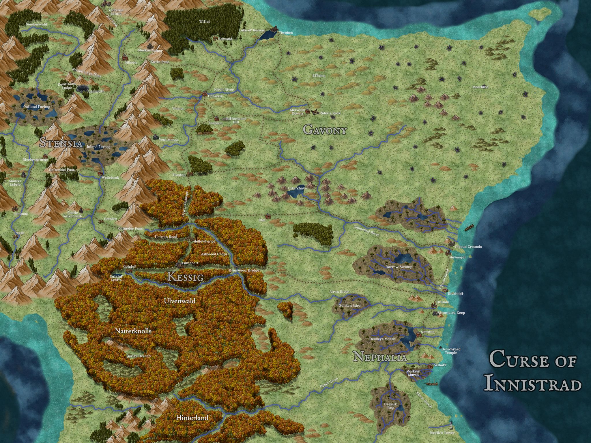 Innistrad Overland Map | Inkarnate - Create Fantasy Maps Online
