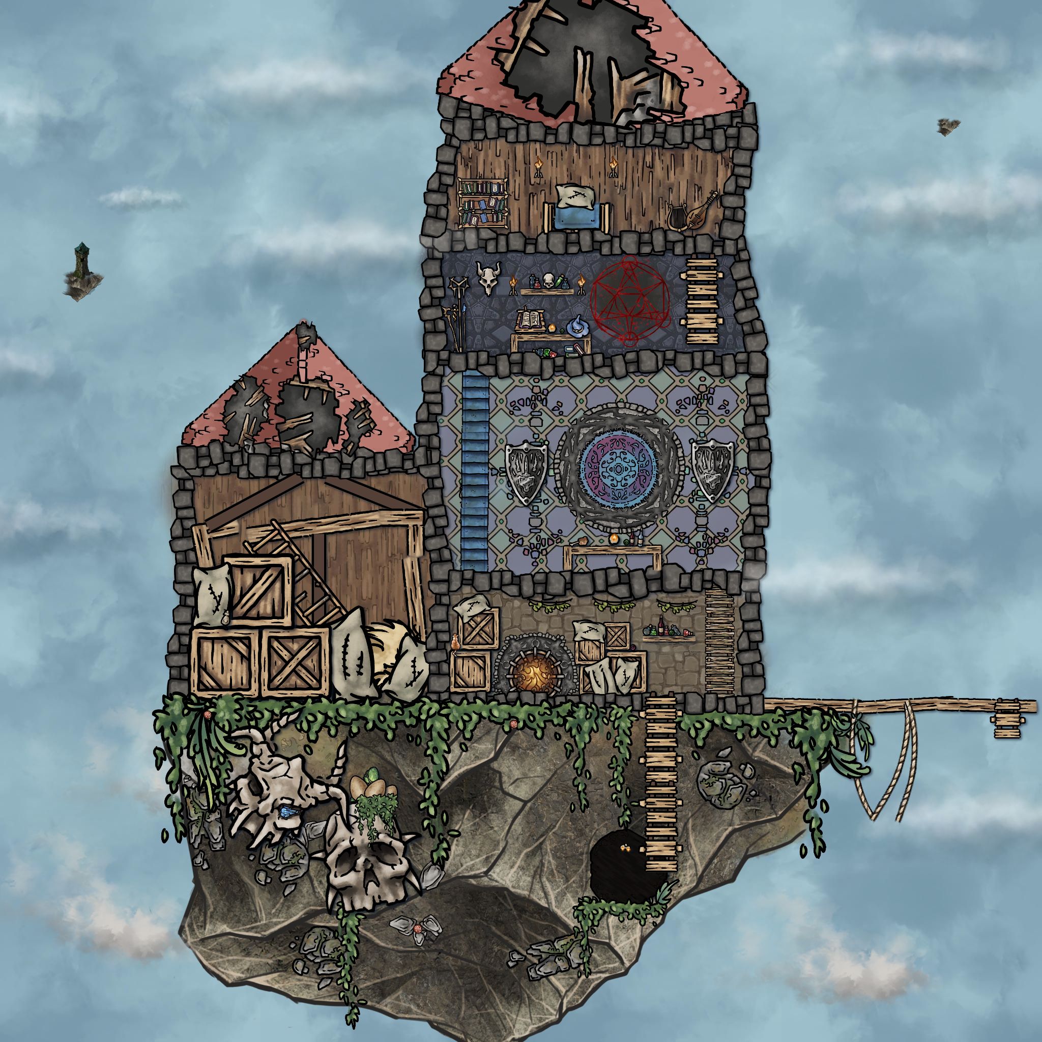 Sky Rock Wizard's Tower | Inkarnate - Create Fantasy Maps Online