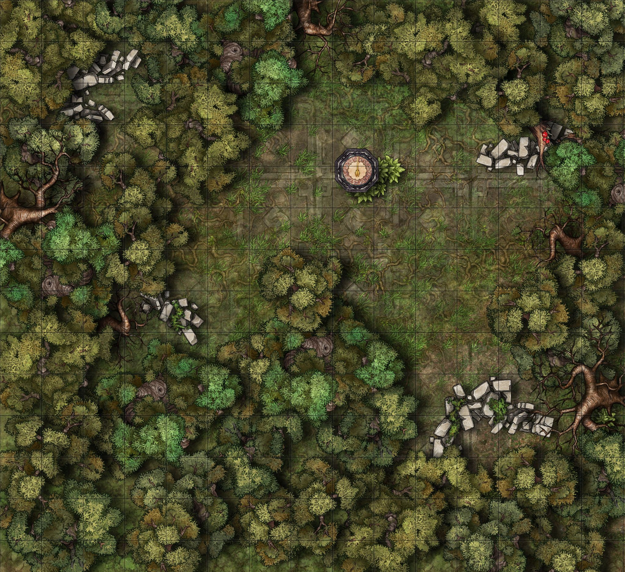 Sundial Amongst Forest Ruins | Inkarnate - Create Fantasy Maps Online