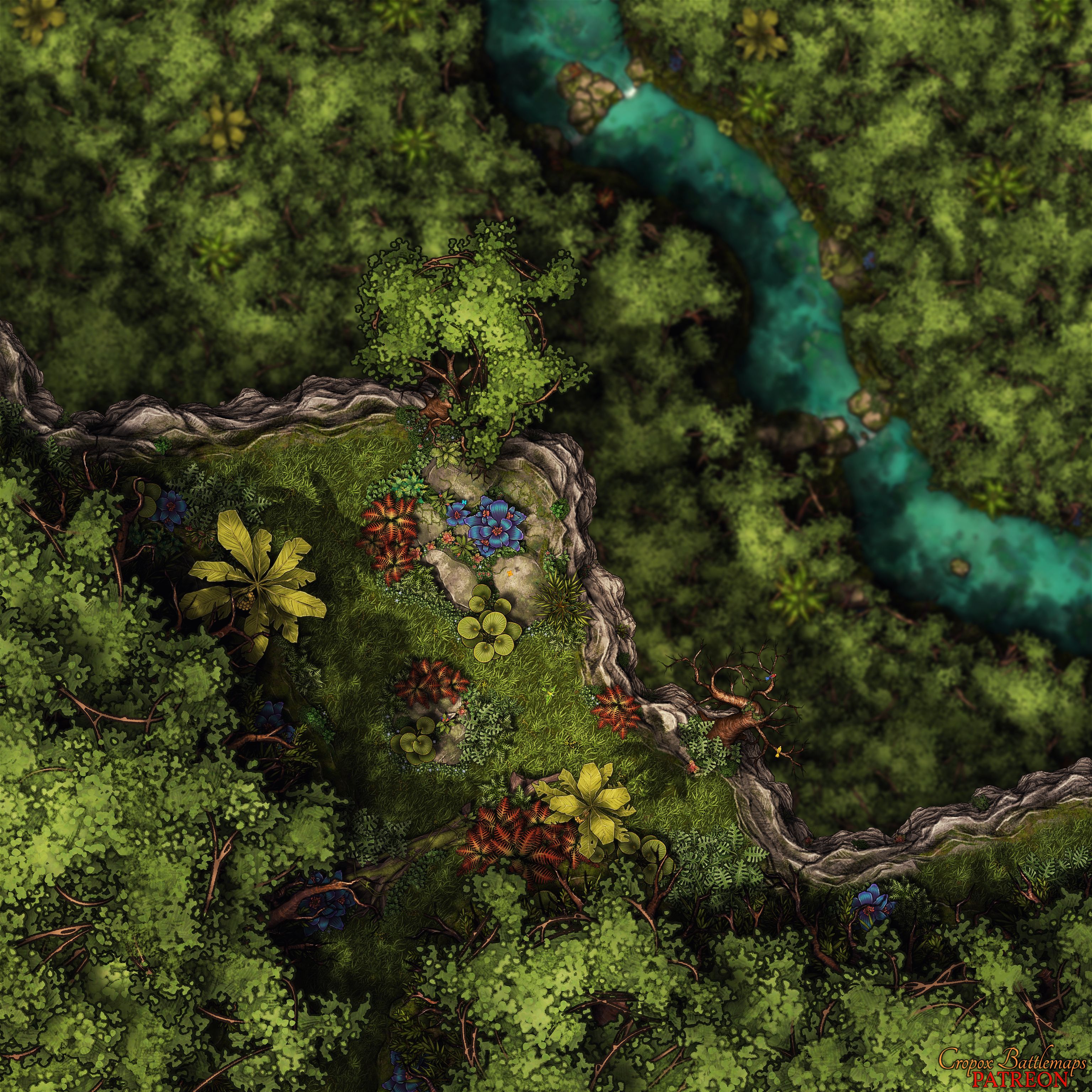 Jungle Cliff 25x25 | Inkarnate - Create Fantasy Maps Online