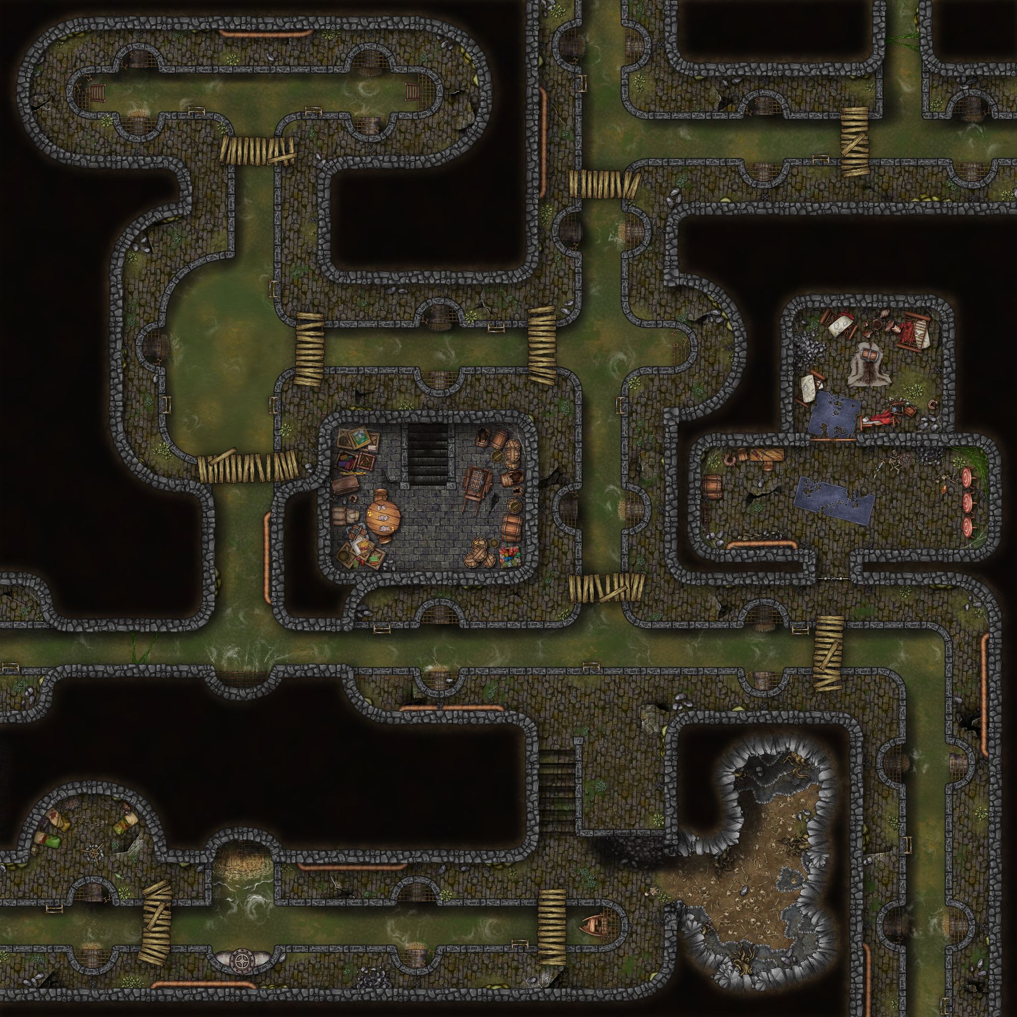 Sewer Below City Alleyway 44 x 44 | Inkarnate - Create Fantasy Maps Online