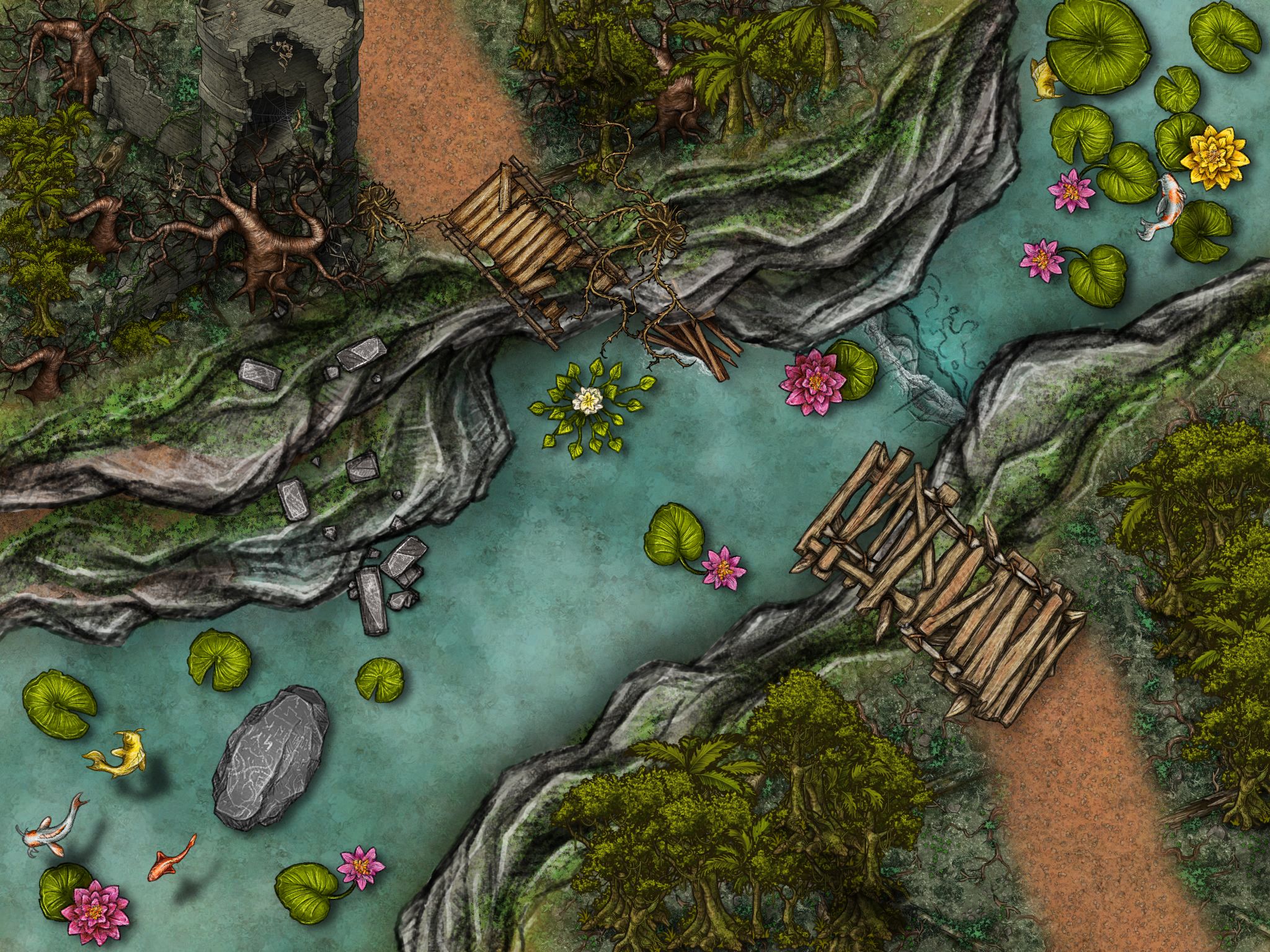 Broken Jungle Bridge | Inkarnate - Create Fantasy Maps Online