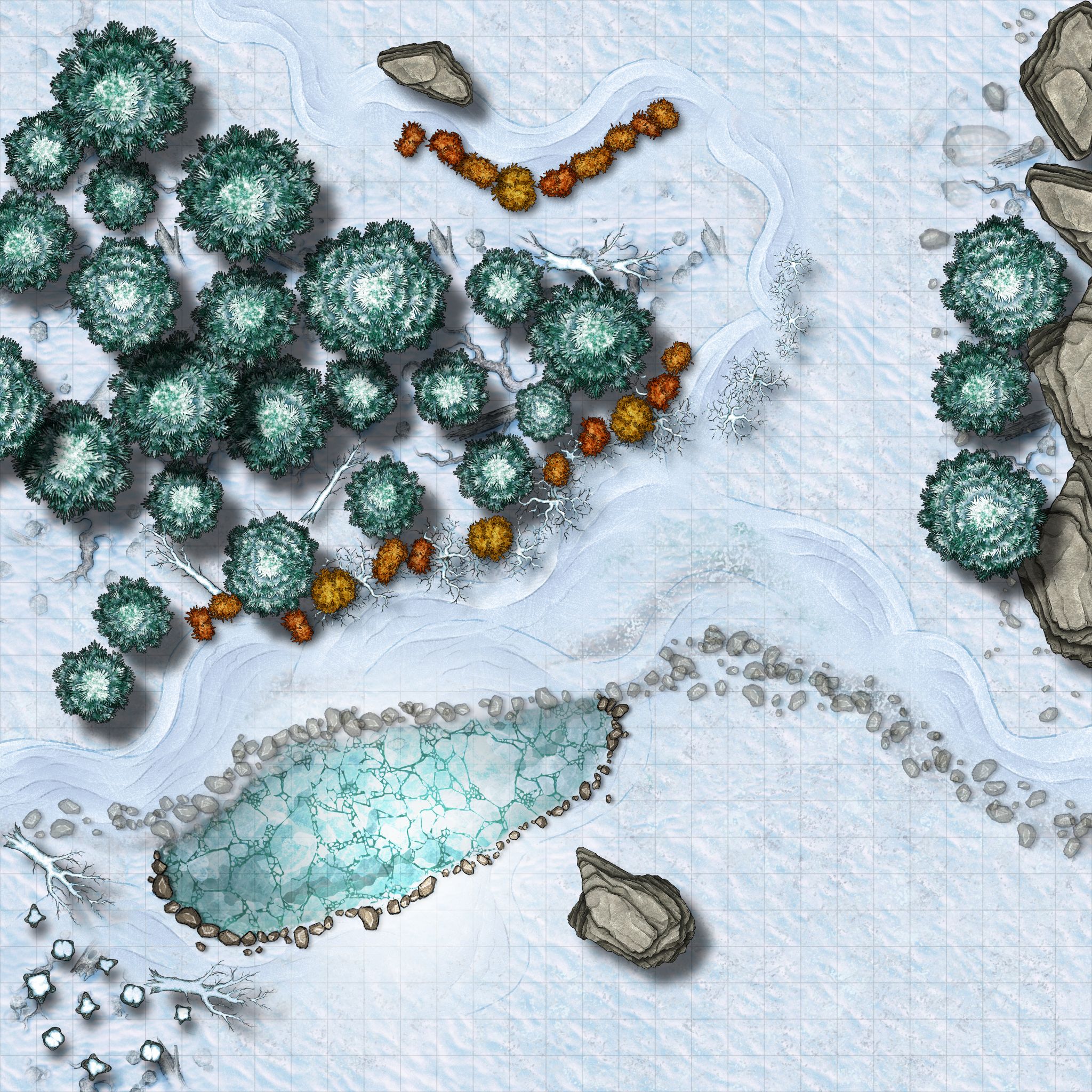 Winter Encounter 1 [30x30] | Inkarnate - Create Fantasy Maps Online