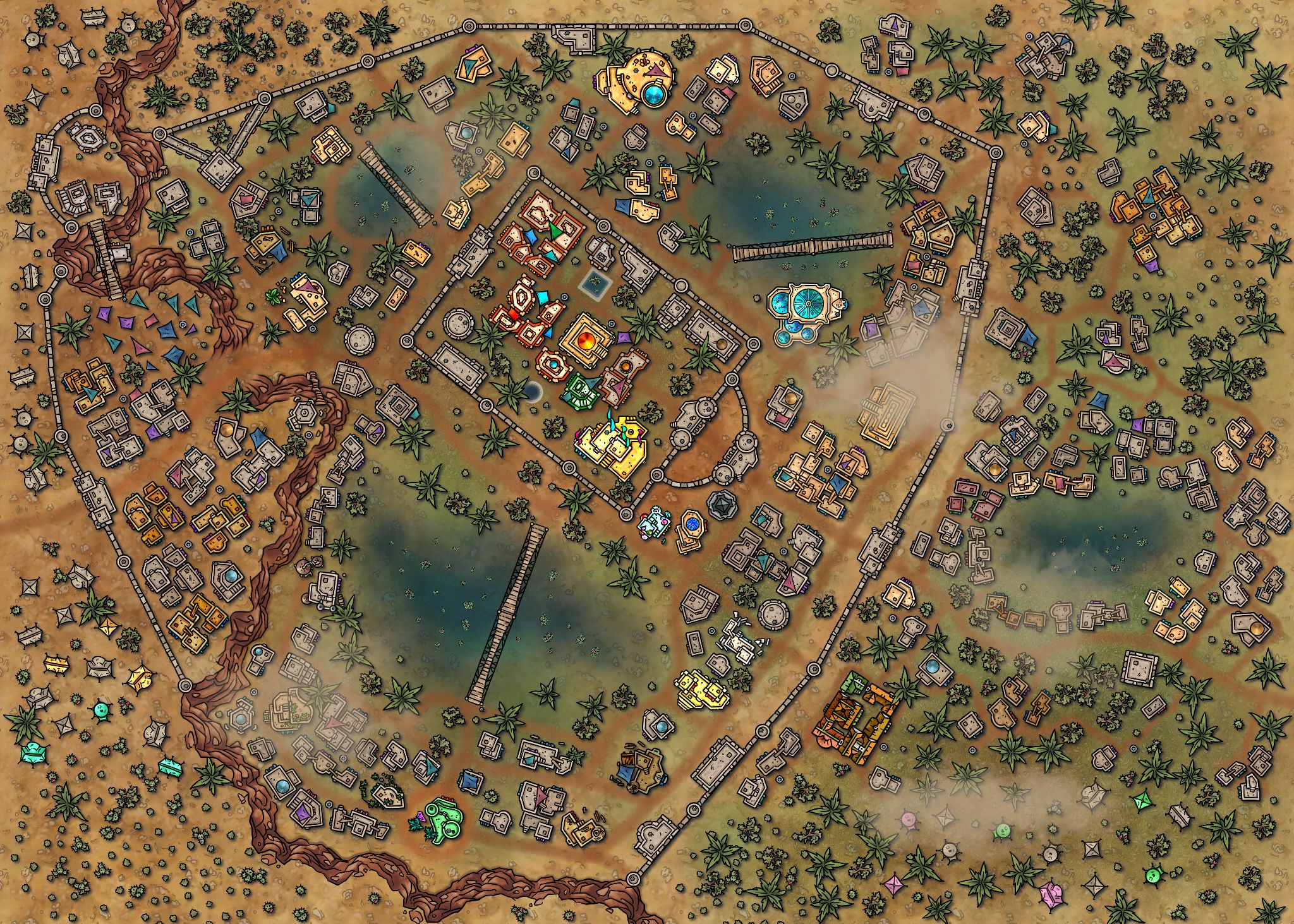 Desert Oasis Town By Day | Inkarnate - Create Fantasy Maps Online