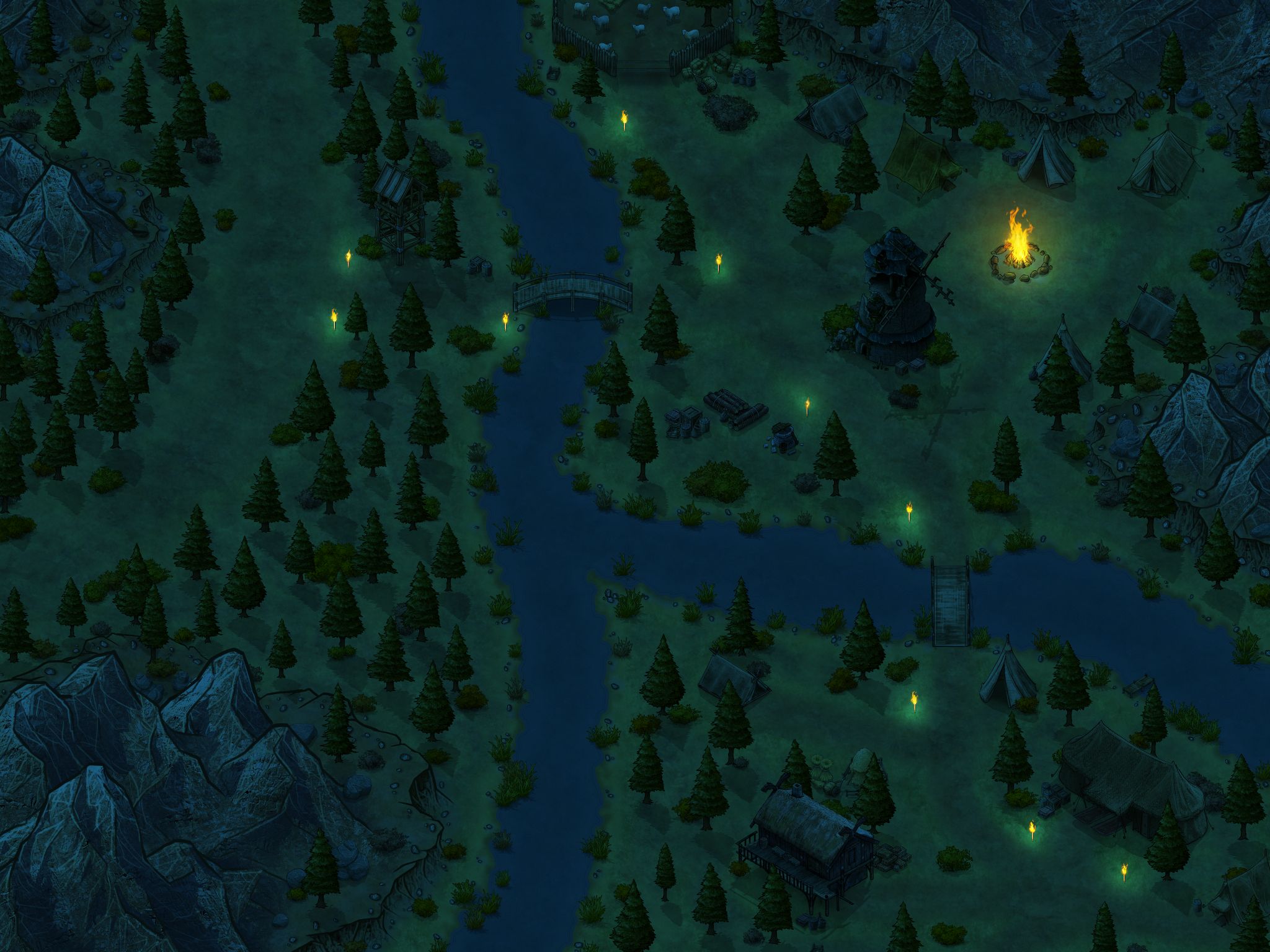 Bandit Camp (clean version - night) | Inkarnate - Create Fantasy Maps ...