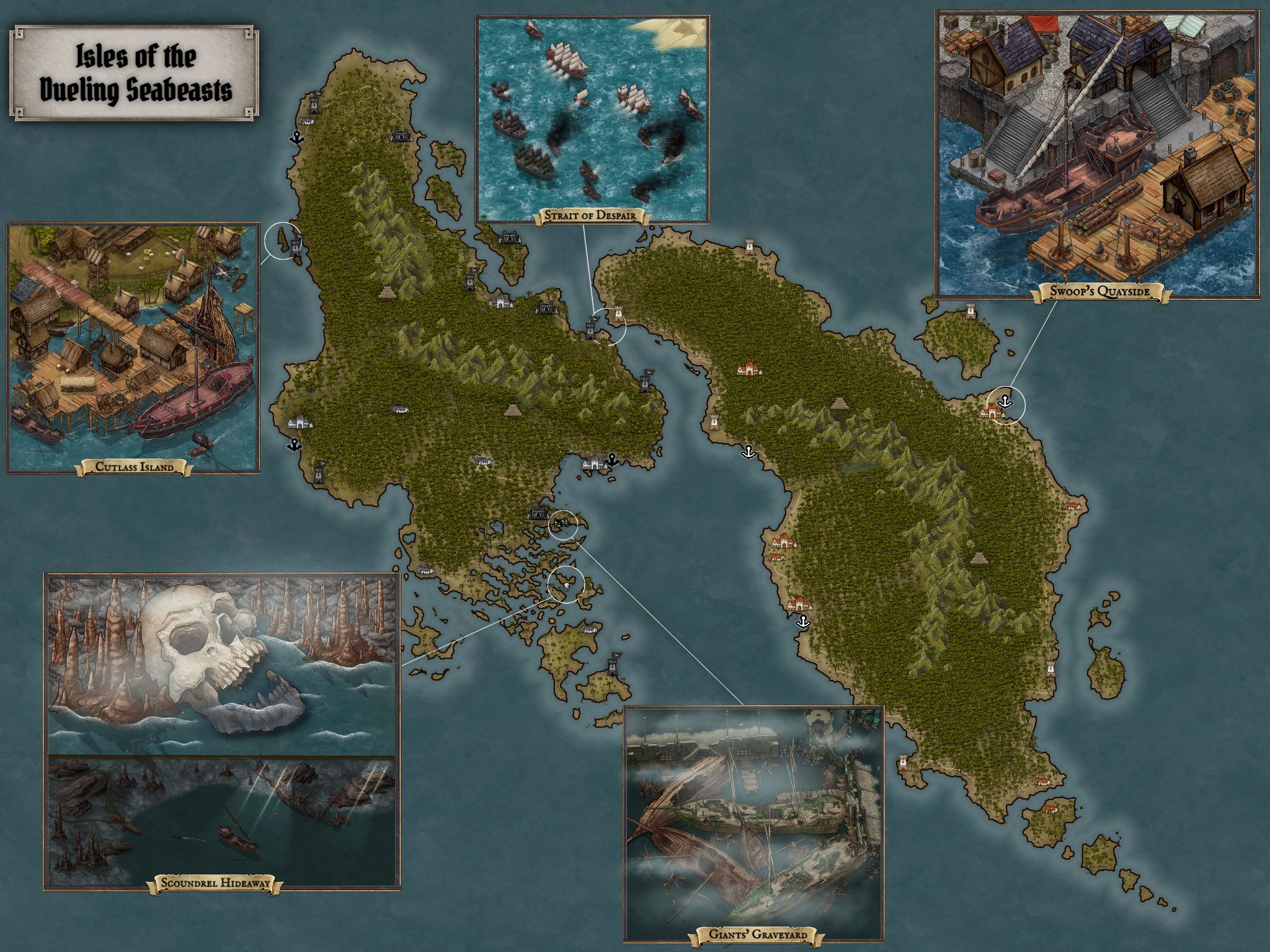 Dueling Seabeast Isles | Inkarnate - Create Fantasy Maps Online