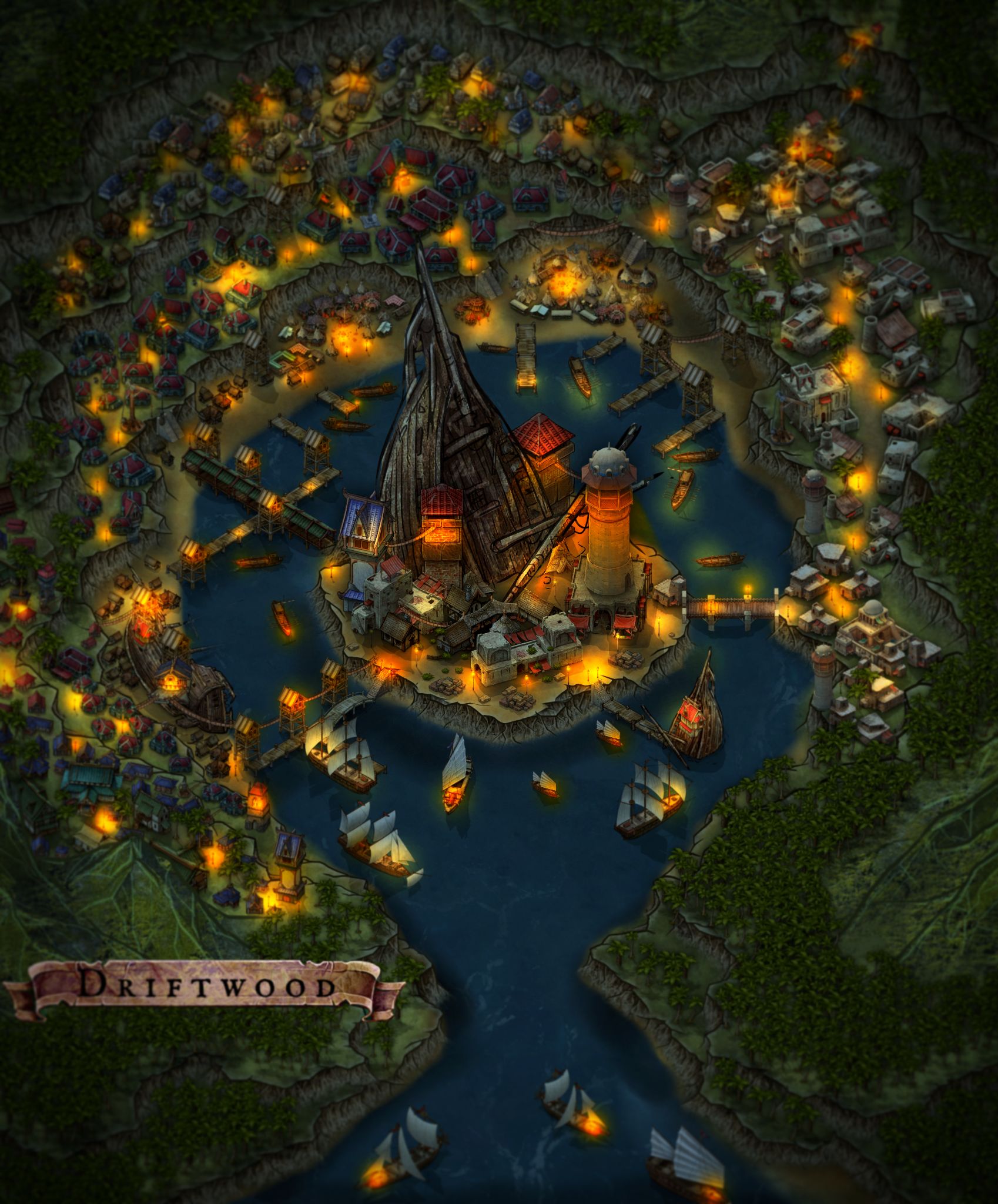 Driftwood, the Pirate City | Inkarnate - Create Fantasy Maps Online