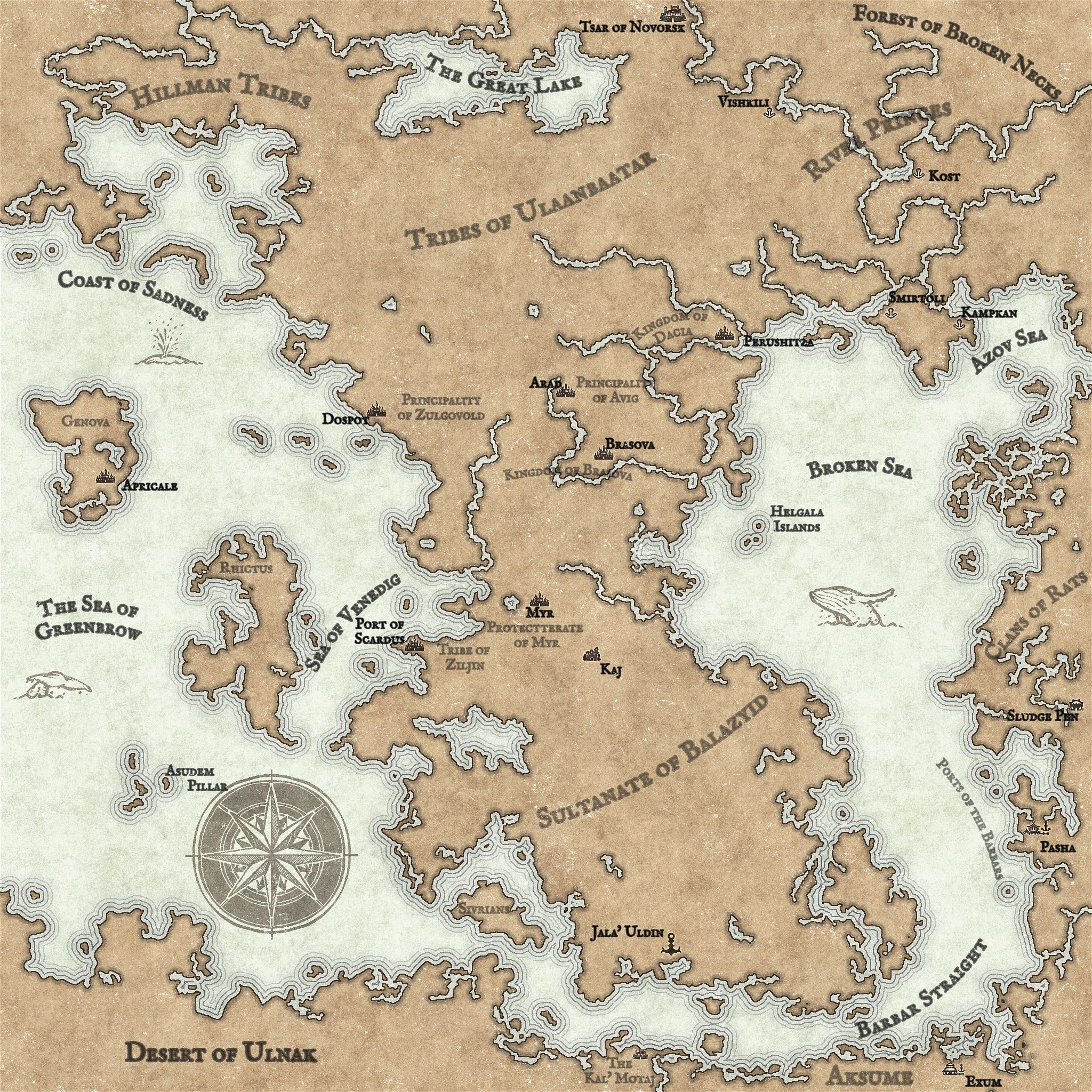 World Map w/ cities & rivers | Inkarnate - Create Fantasy Maps Online