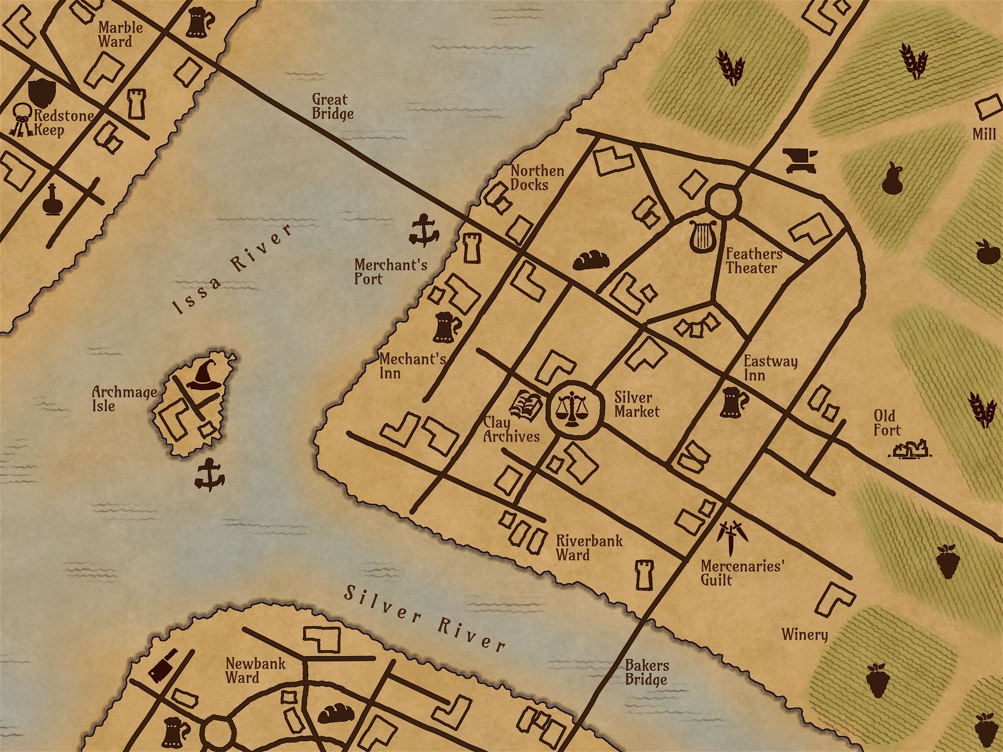 City parchment map small | Inkarnate - Create Fantasy Maps Online