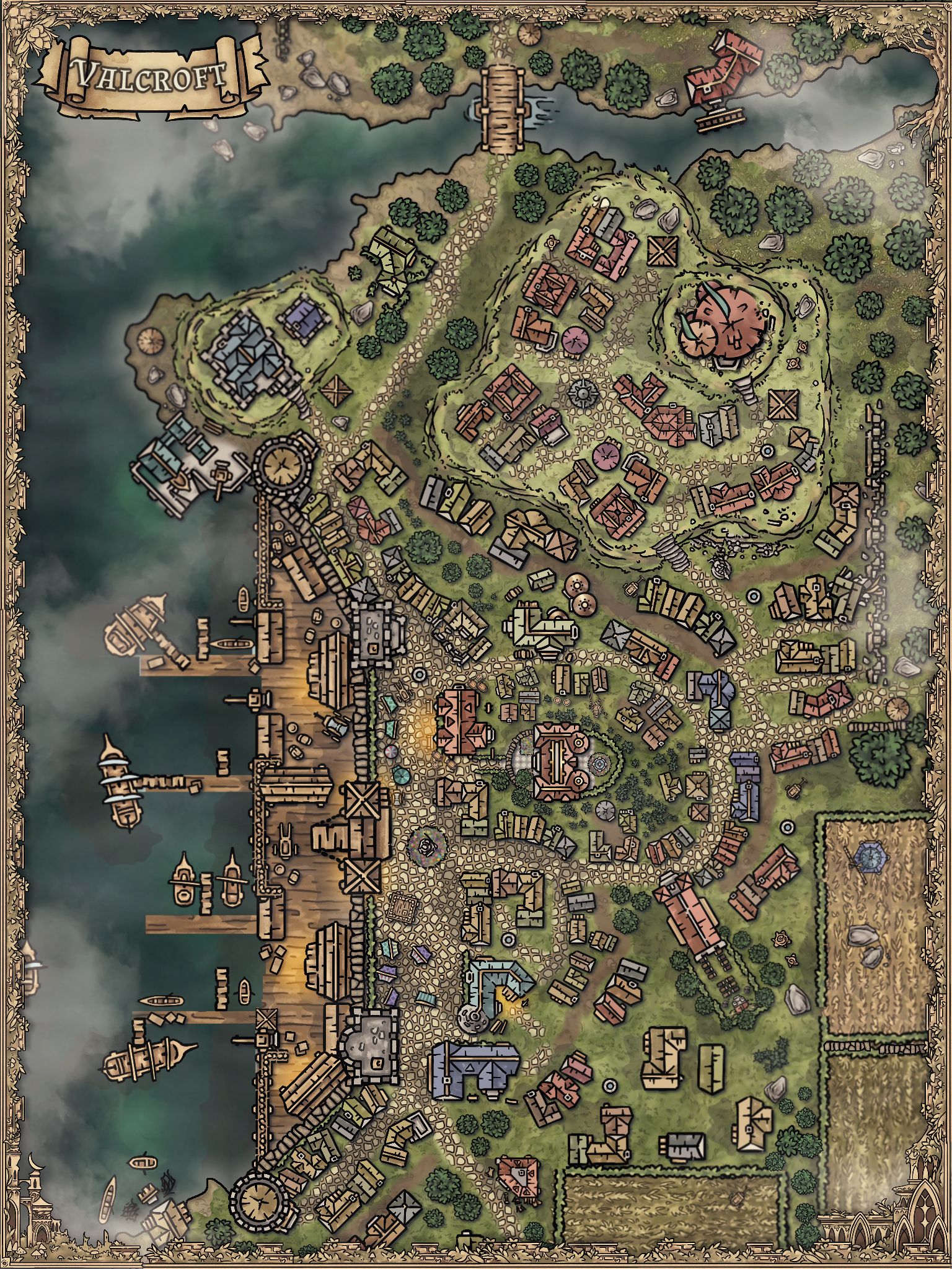 Valcroft, Seaside Port Town | Inkarnate - Create Fantasy Maps Online