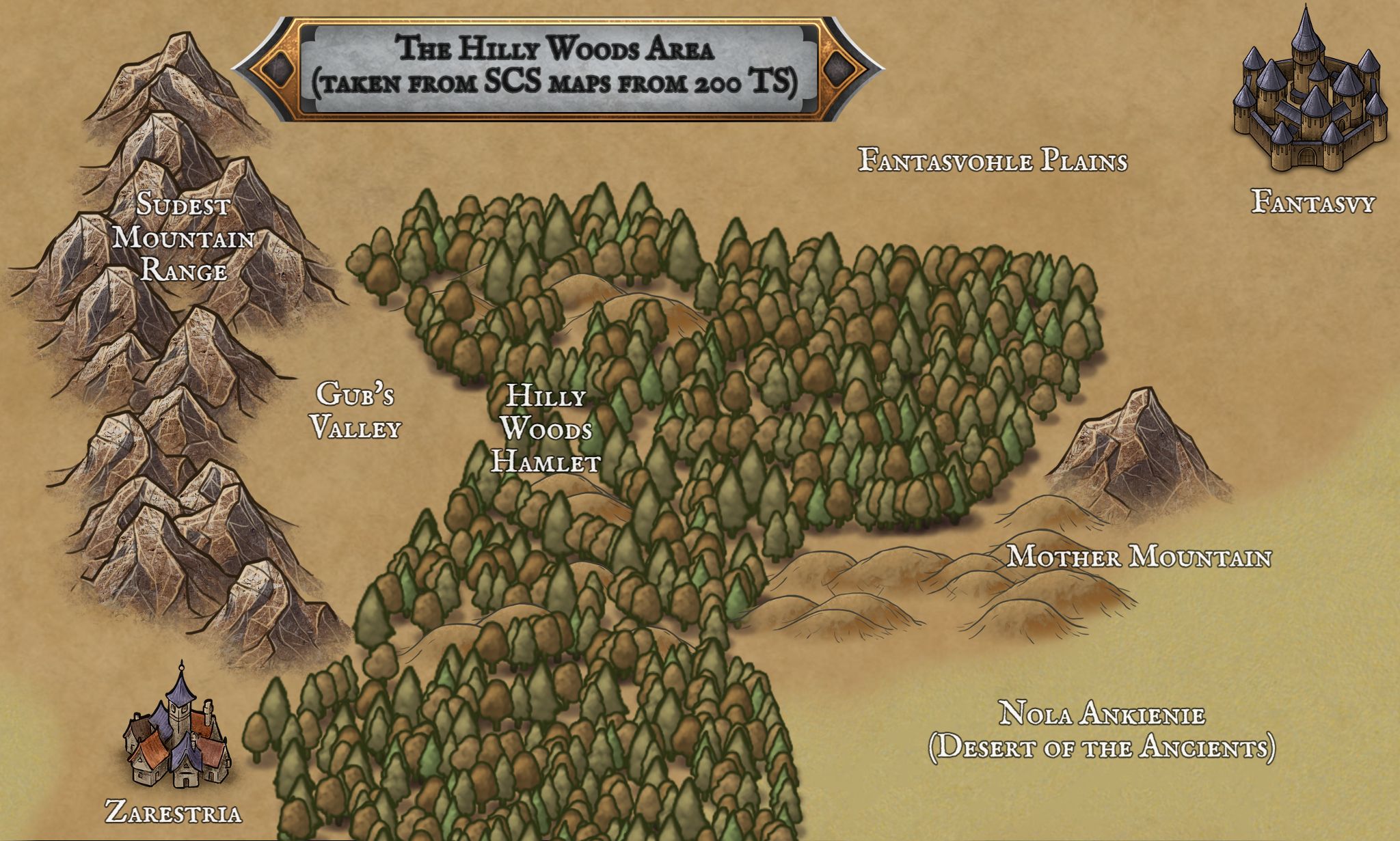 The Hilly Woods Area | Inkarnate - Create Fantasy Maps Online